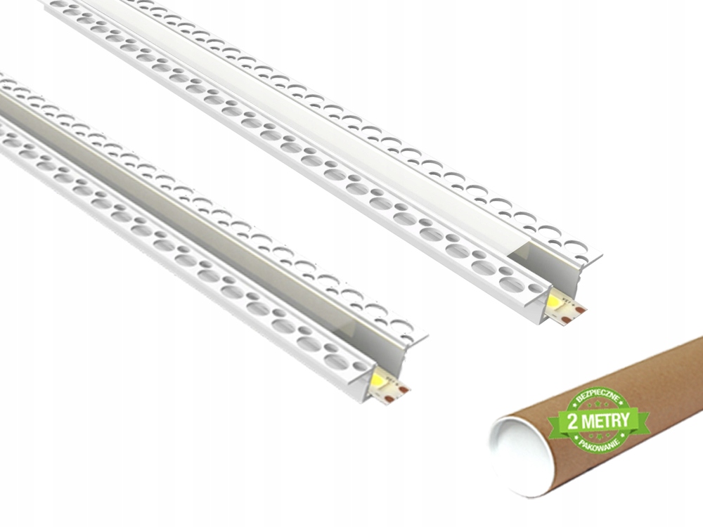 PROFIL LED WPUST DO PŁYT GK KARTON GIPS 2M + KLOSZ 13407880054 - Allegro.pl