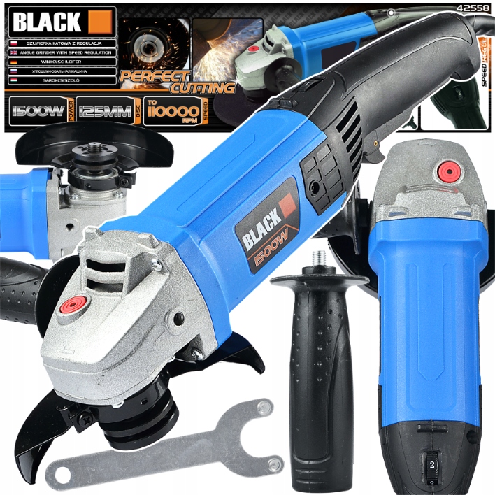 SZLIFIERKA DŁUGA ZGRABNA DO REKI KĄTOWA Z REGULACJĄ OBROTÓW 125MM BLACK ...