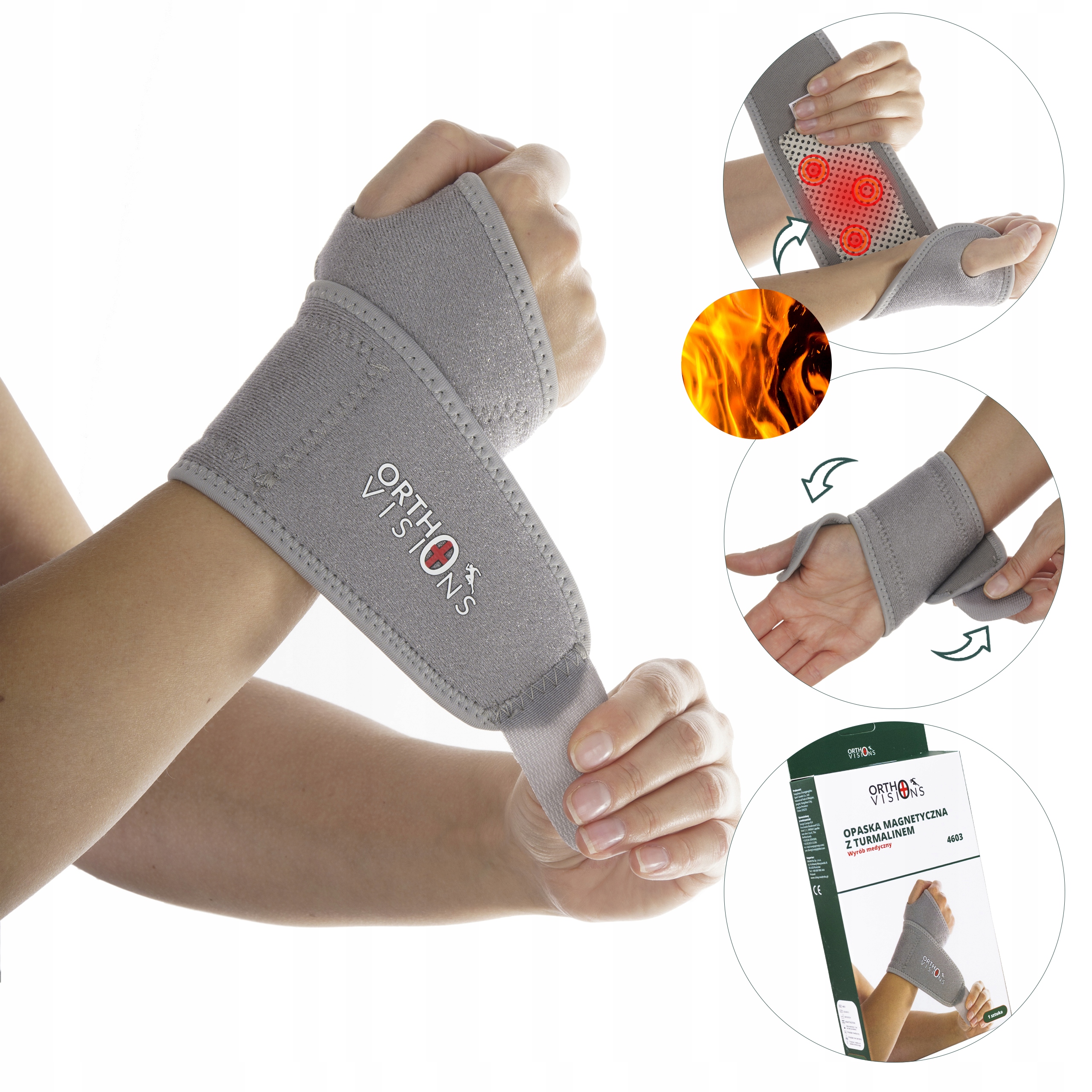 OPASKA MAGETYCZNA + TURMALIN NA NADGARSTEK ORTEZA STABILIZATOR NADGARSTKA (5908275916147) • Cena ...