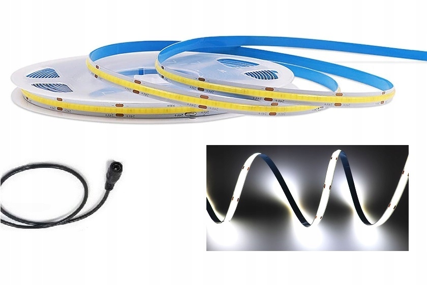 TAŚMA COB LED 12V 336 DIÓD 1M PRZEWÓD DC BIAŁA Z. • Cena, Opinie ...