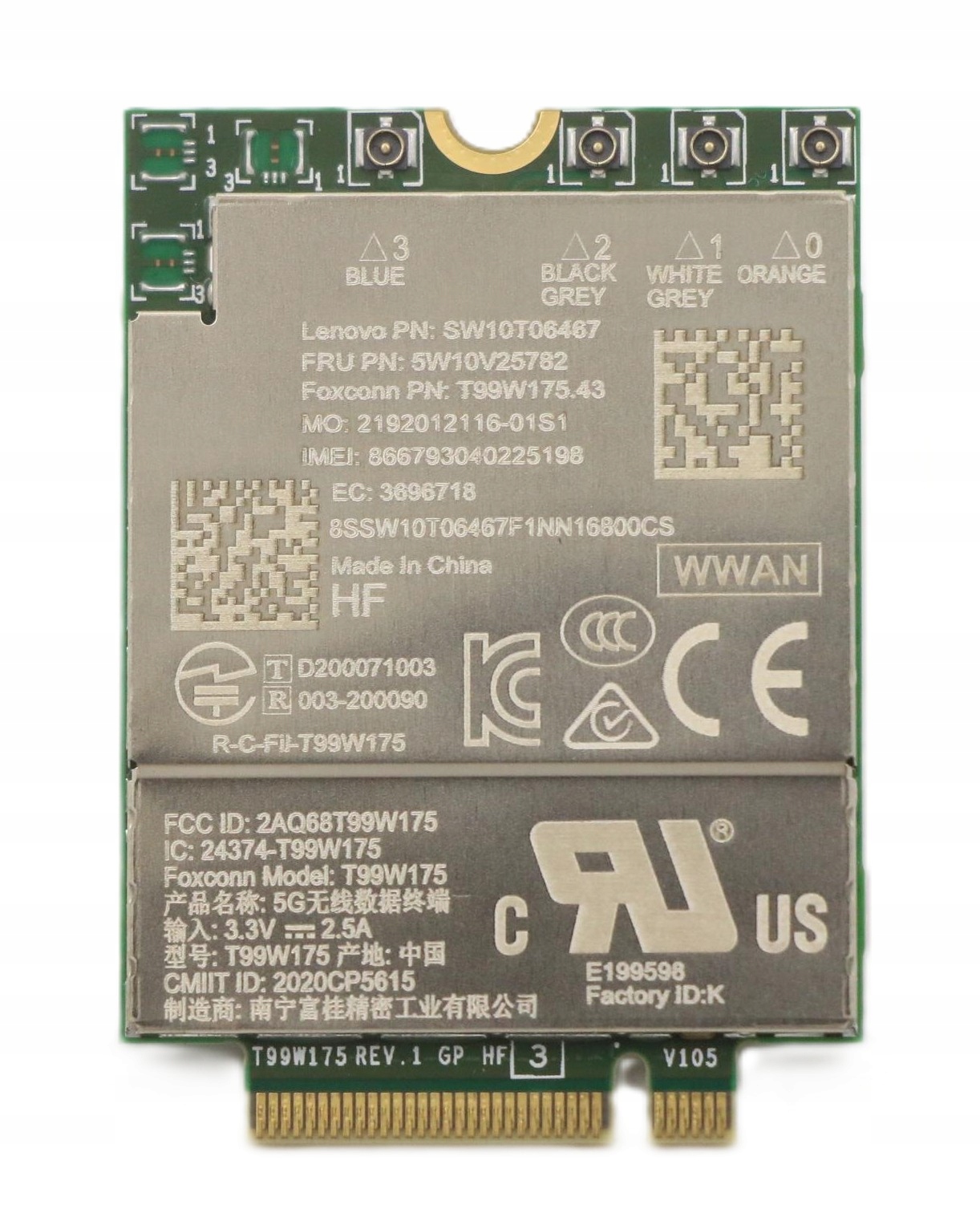 Oryginalny modem WWAN 5G M.2 Lenovo 5W10V25782 Qualcomm Snapdragon X55 ...