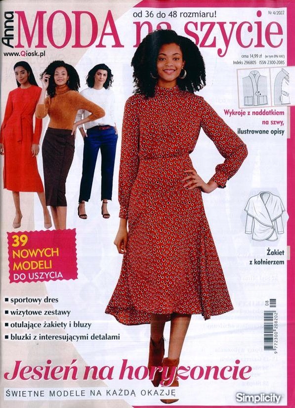 ANNA MODA NA SZYCIE 4 / 2022 (12458144712) | Czasopismo Allegro