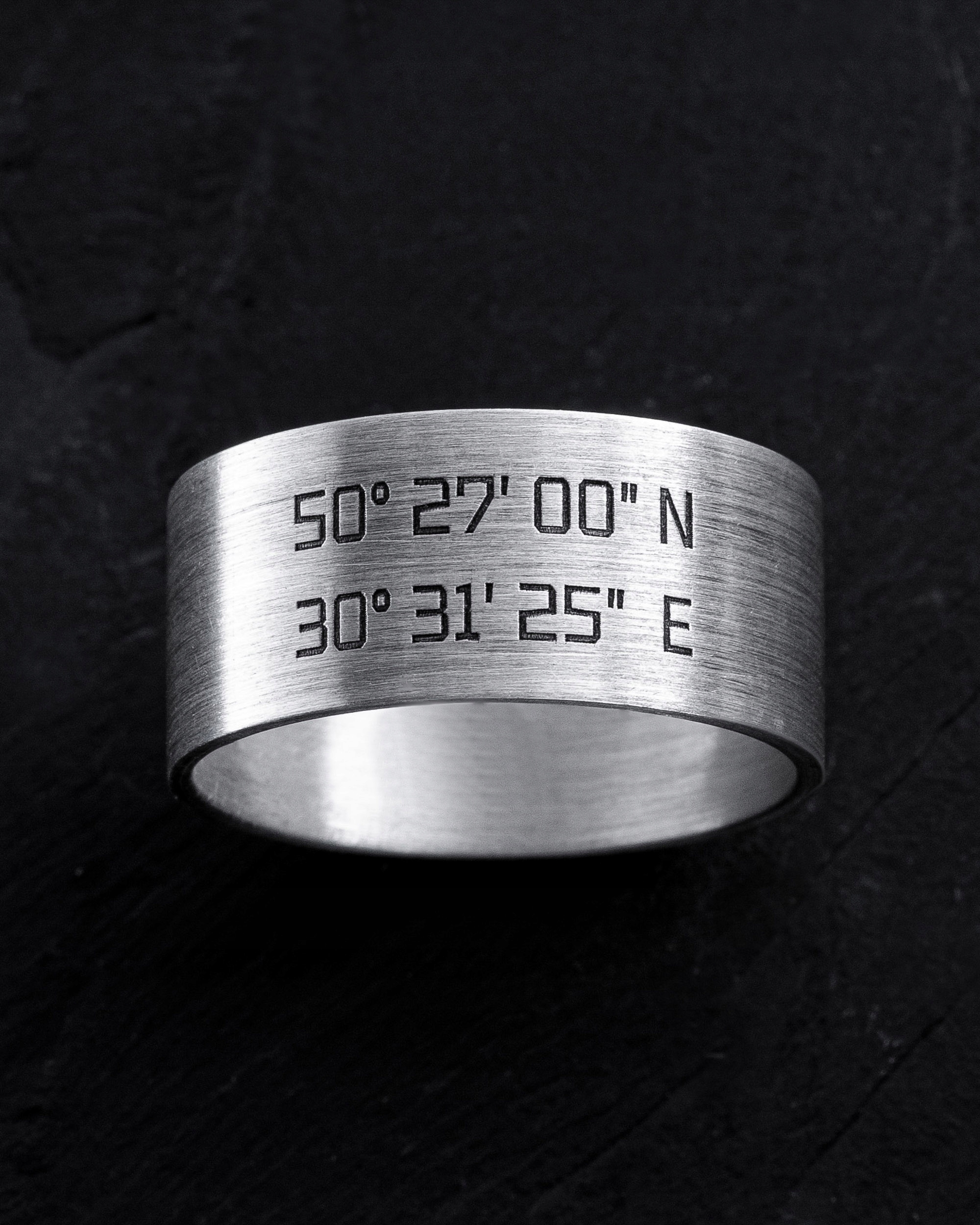 Srebrny pierścień COORDINATES (indywidualne grawerowanie) 17.5 • Cena ...