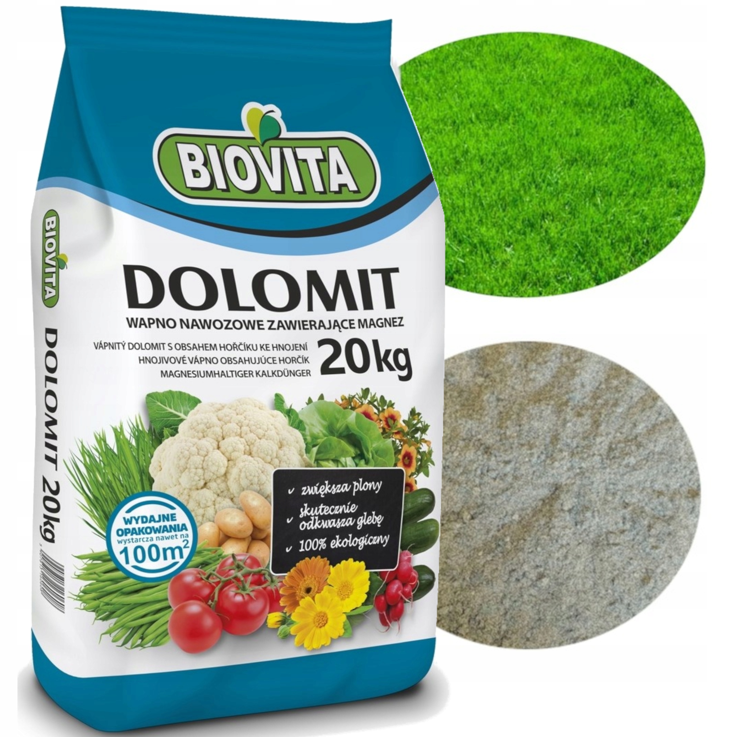 DOLOMIT NAWÓZ ORGANICZNY WAPNIOWO MAGNEZOWY NATURALNY BIOVITA PROSZEK ...