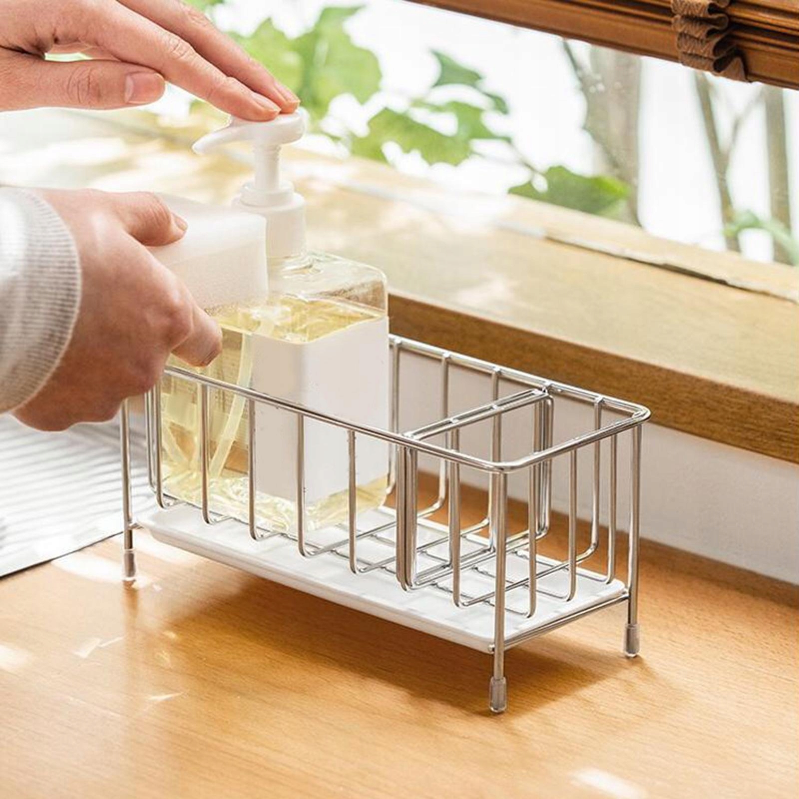 Organizer na pojemniki kuchenne, uchwyt na gąbkę, pojemnik na zlew ze ... Organizer na pojemniki kuchenne, uchwyt na gąbkę, pojemnik na zlew ze ...