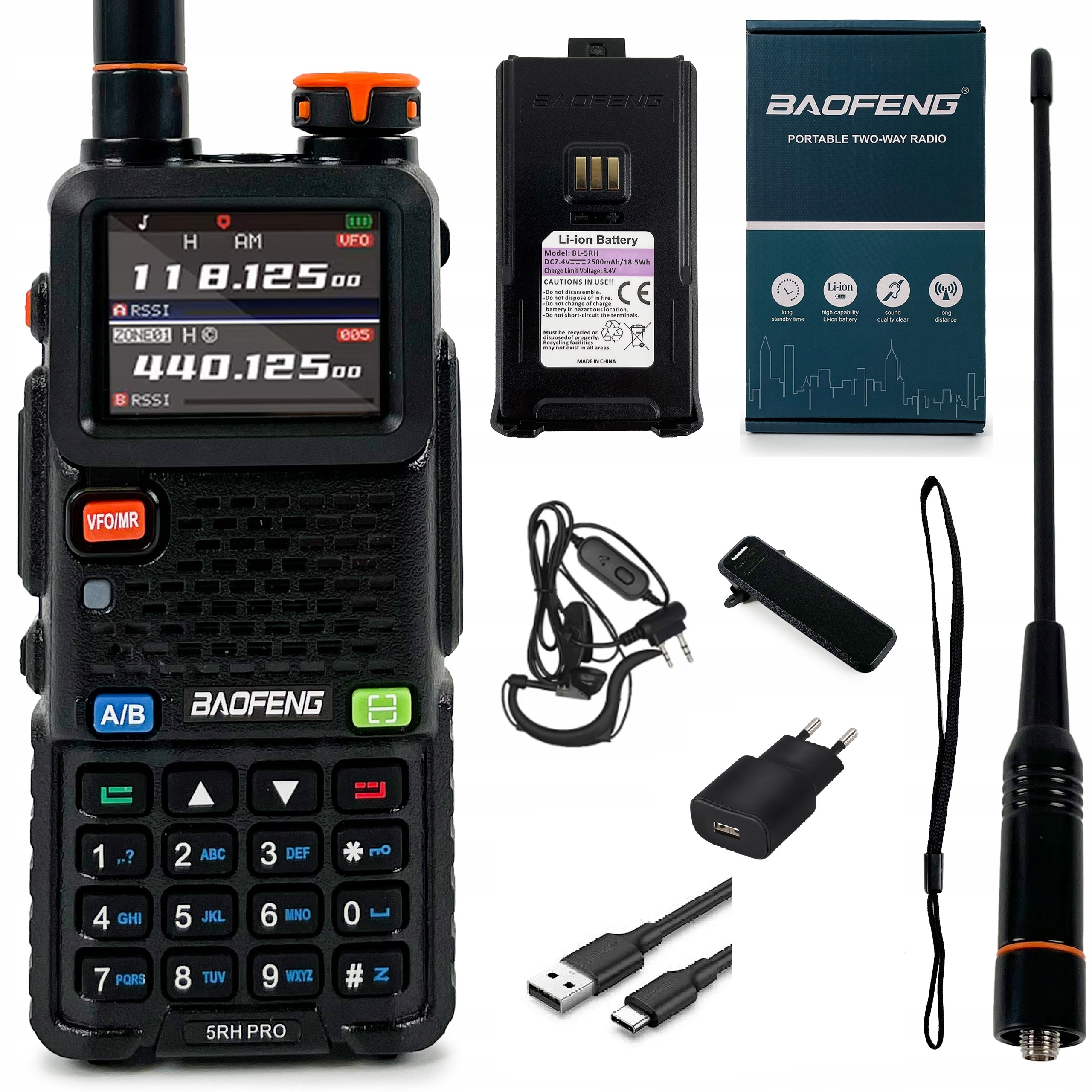 Radiotelefon multi-band Walkie Talkie BAOFENG UV-5RM Plus daleki zasięg ...