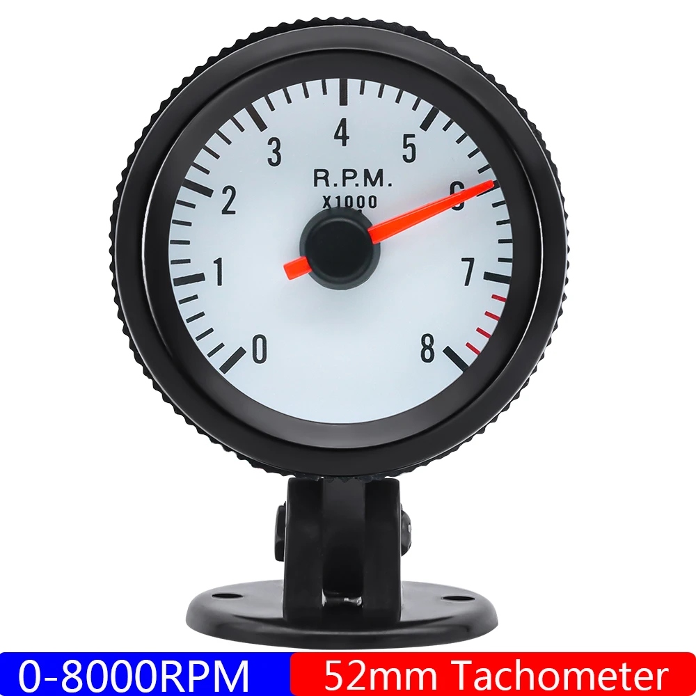 0-8000 RPM Tachometer Blue Light Pointer 52mm Tacho Gauge fit 1-8 Cy ...