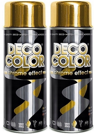 DECO COLOR LAKIER FARBA SPRAY ZŁOTY CHROM 2x 400ML • Cena, Opinie - Allegro