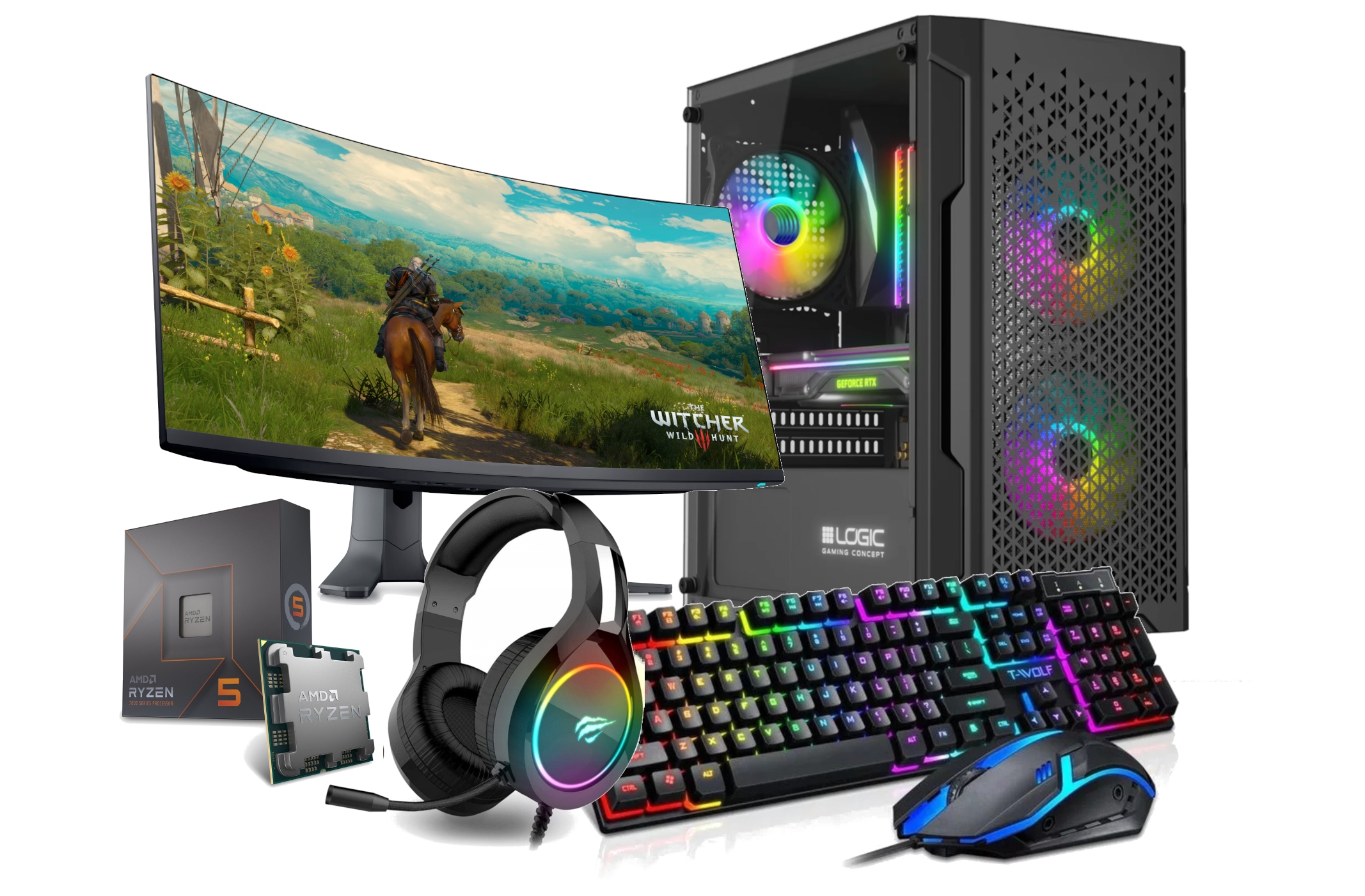 ZESTAW KOMPUTER GAMINGOWY RYZEN 5 8600G AI AM5 32GB DDR5 1TB NVM Win11 ...