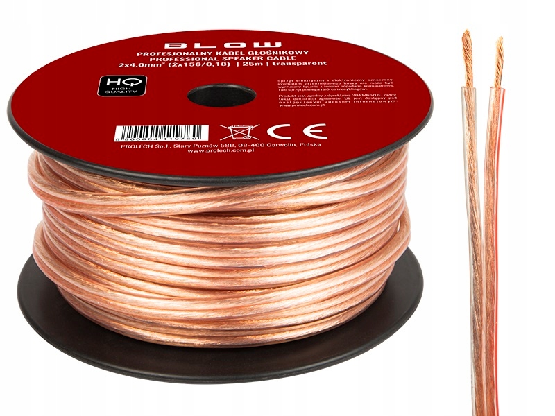 PRZEWÓD KABEL 2x4mm GŁOŚNIKOWY DO KOLUMN CCA 1metr 2x4mm2 - Sklep ...