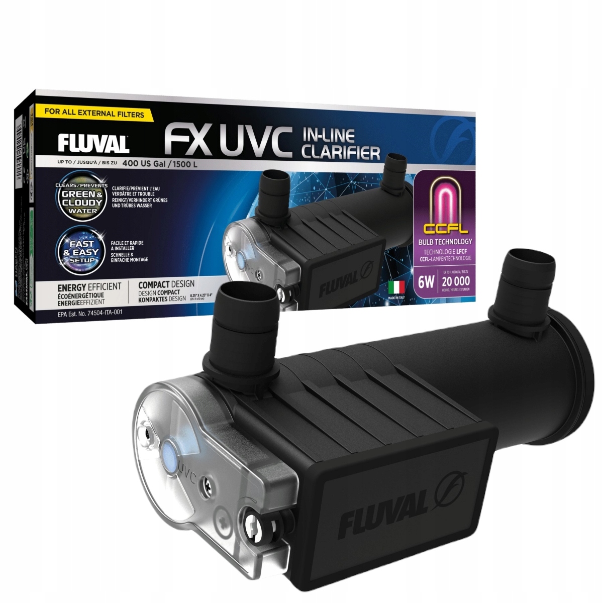 Fluval FX UVC In-Line Clarifier - UV-C lampa 6W pro akvárium 1500L ...