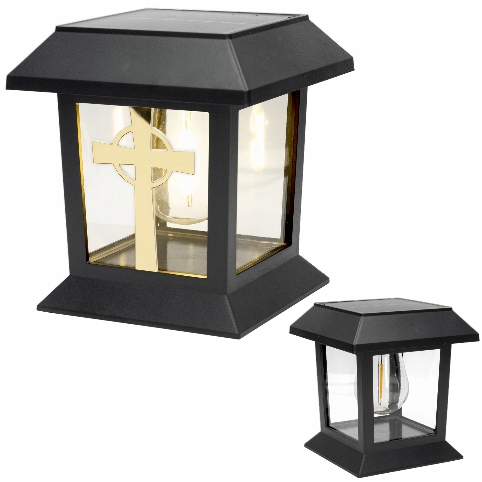 ZNICZ SOLARNY LED LAMPION NA GRÓB STATUETKA NA CMENTARZ Z KRZYŻEM ...