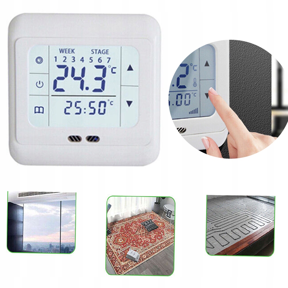 POKOJOVÝ TERMOSTAT REGULÁTOR TEPLOTY REGULÁTOR 16A AC 220V - Allegro