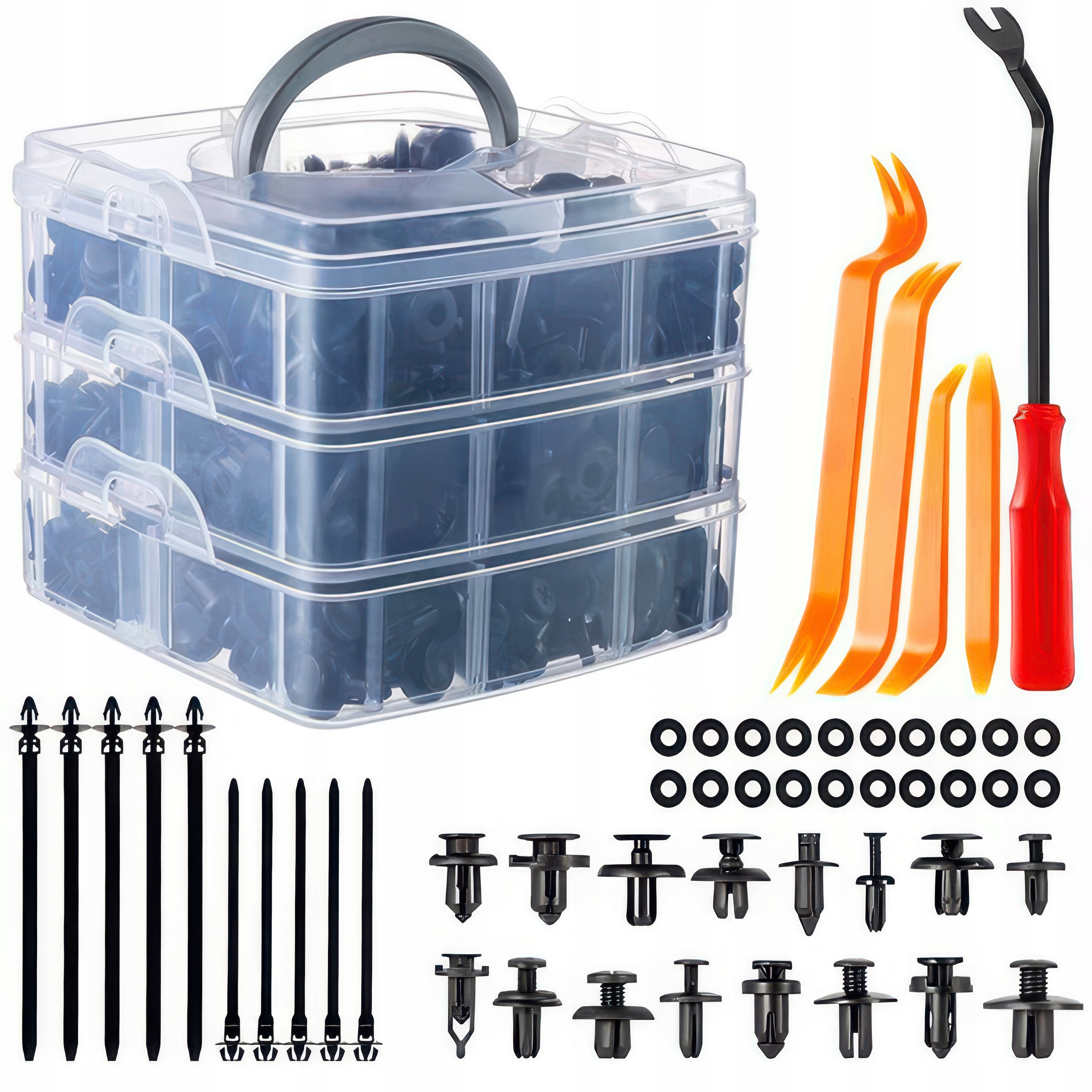 SPINKI KOŁKI KLIPSY SAMOCHODOWE DO TAPICERKI AUTA 655 EL ZESTAW ...