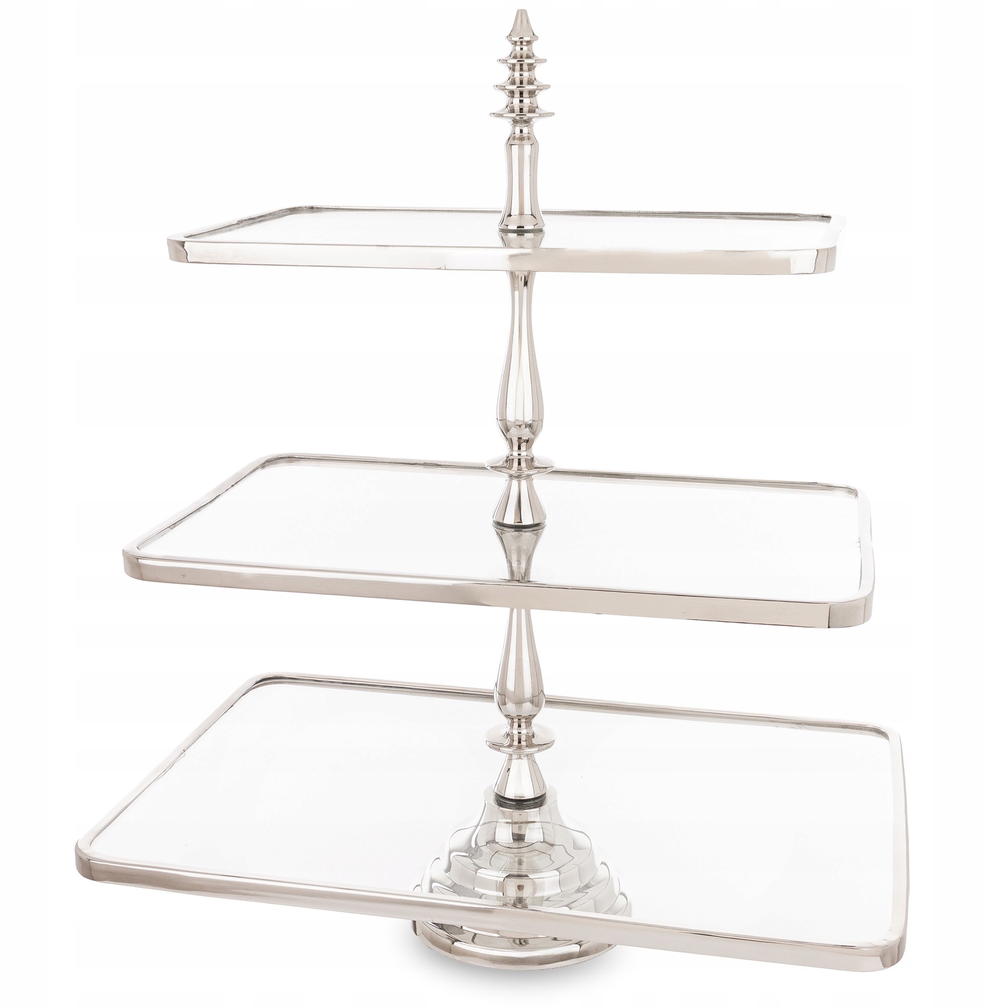 Patera piętrowa srebrna szklana metalowa na ciasto owoce glamour ...