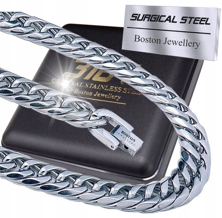 SILNÝ STŘÍBRNÝ ŘETĚZ ŘETÍZEK NA KRK PRAVÁ OCEL CHIRURGICKÁ 316L - Allegro