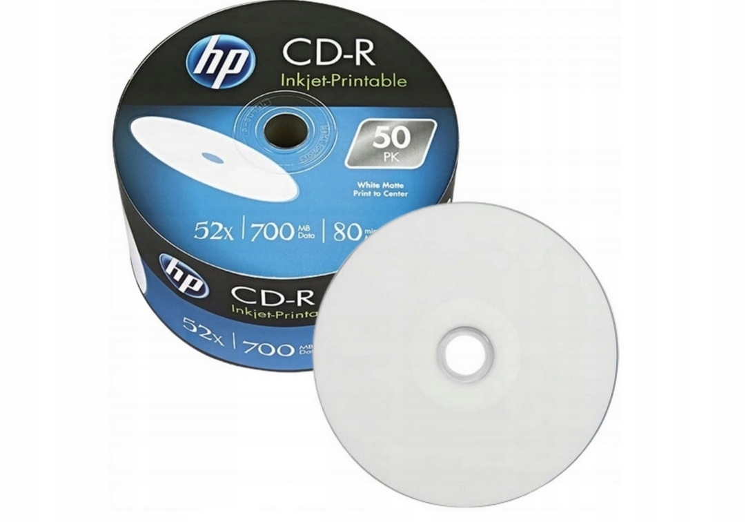 PŁYTY CD HP CD-R 700 MB do nadruku BIAŁA 50 szt - Sklep, Opinie, Cena w Allegro