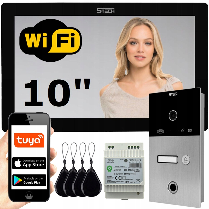Wideodomofon WI-FI 5TECH 10" CZYTNIK LINII PAPILARNYCH PALCA oraz BRELOKÓW (5905884581582 ...