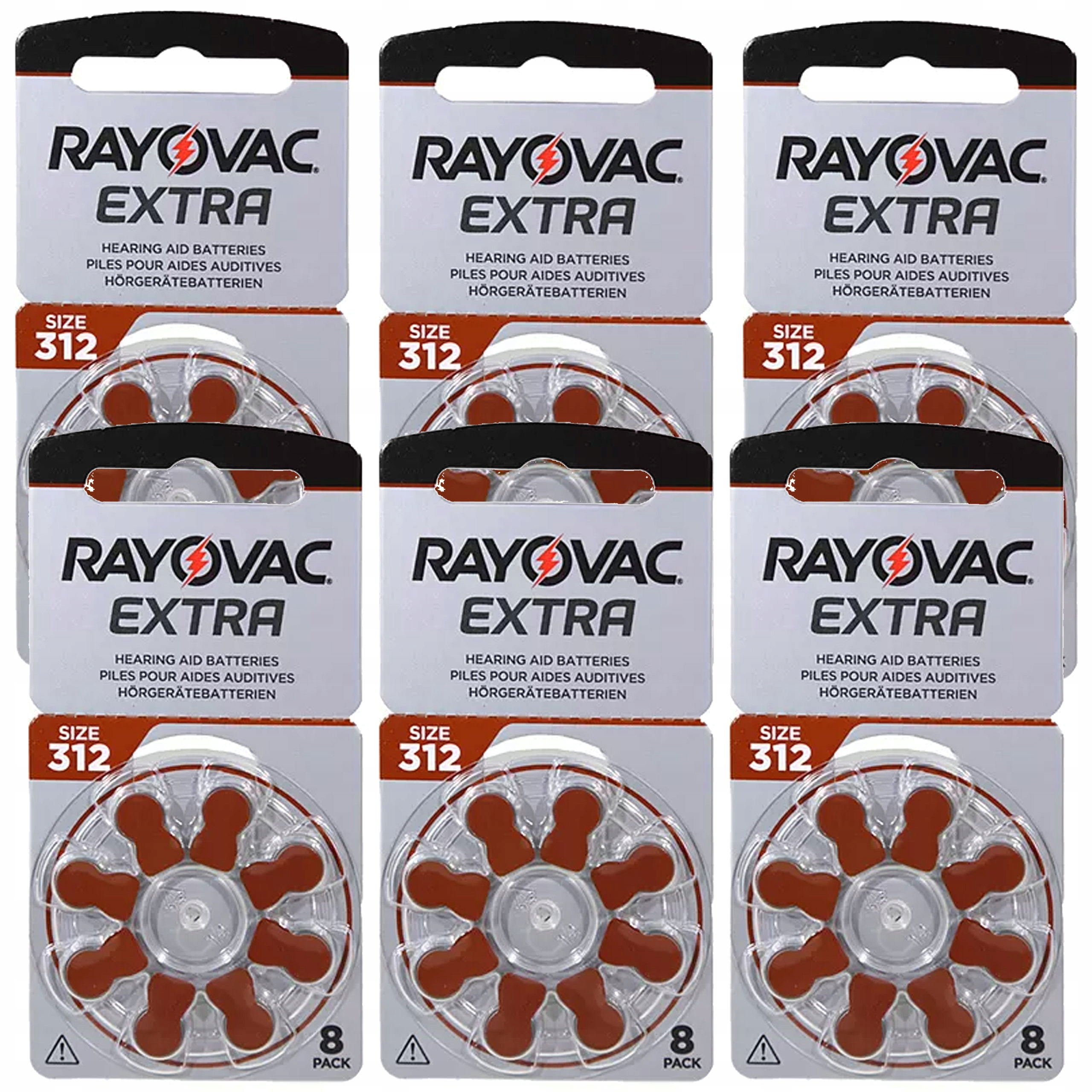 Rayovac 312 6BL EXTRA Bateria Słuchowe do aparatu słuchowego R6 48szt ...