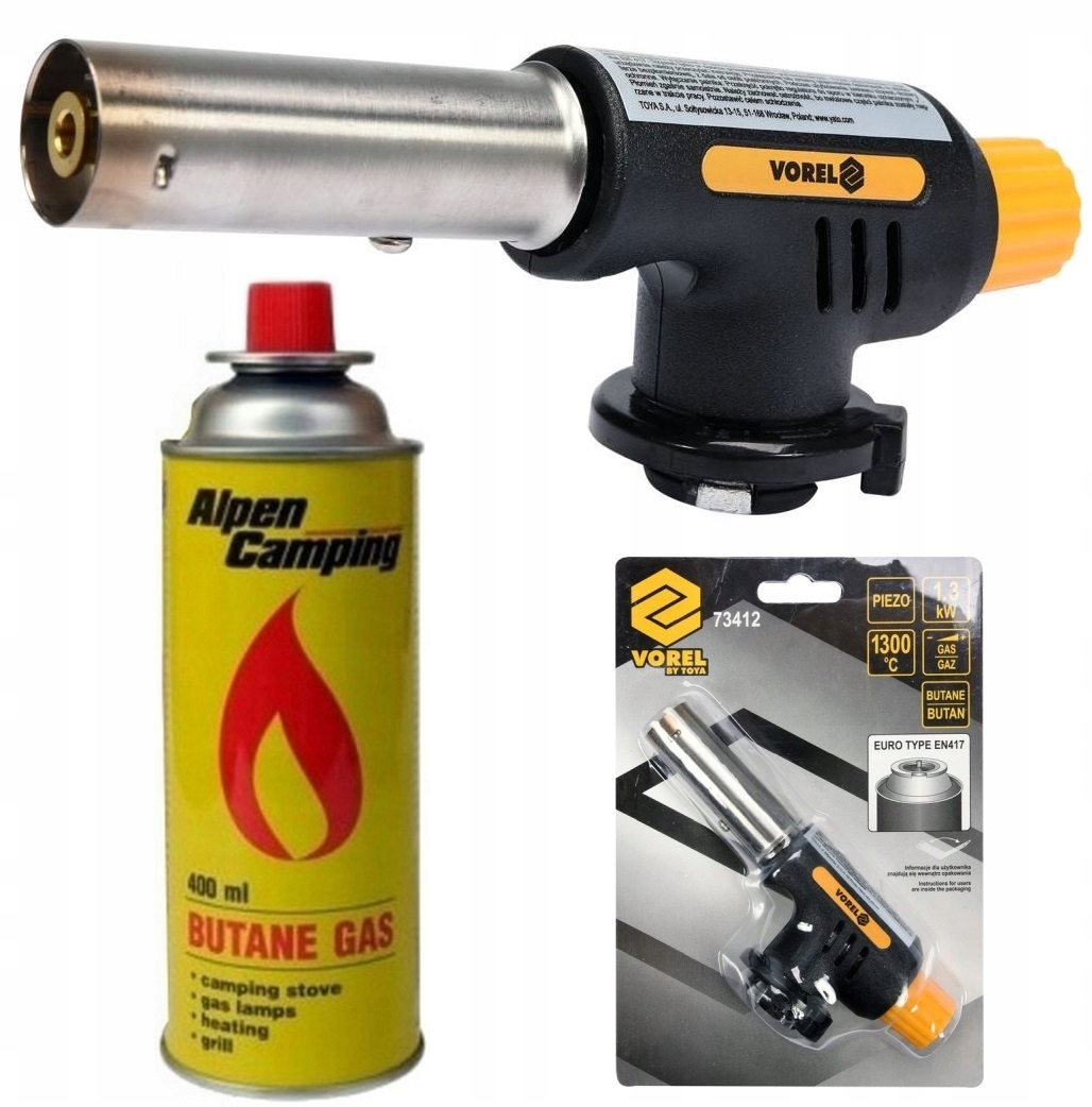 VOREL PALNIK GAZOWY LUTOWNICA GAZOWA PIEZO GAZ KARTUSZ +4 GAZY 73412 +4xGAZ (6952554253200 ...