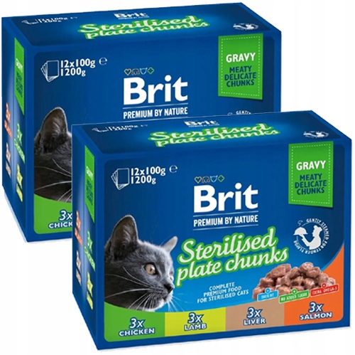 BRIT CAT POUCHES STERILESED PLATE KOT WYSTERYLIZOWANY MIX W SOSIE ...