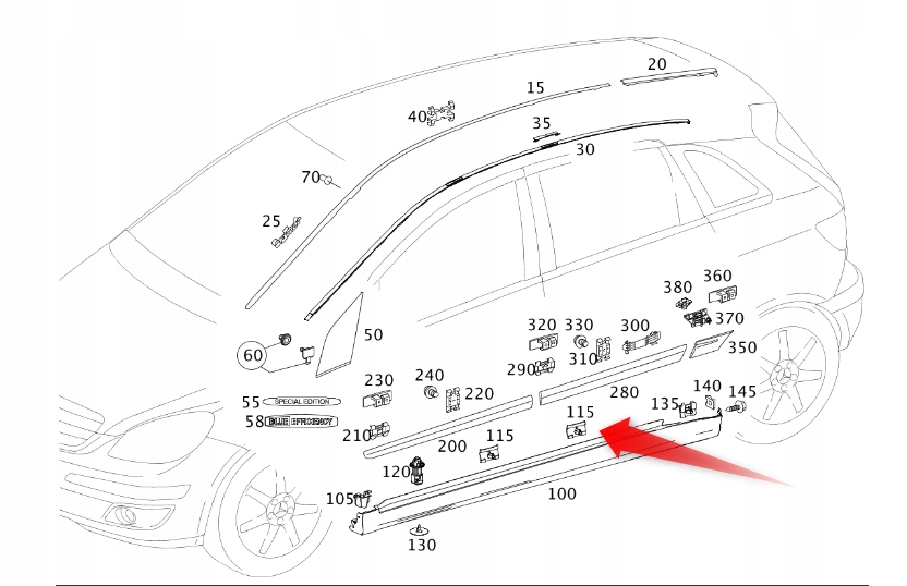 KLAMRA SPINKA LISTWY PROGU MERCEDES W245 W169 A0129885278 za 10,70 zł z ...