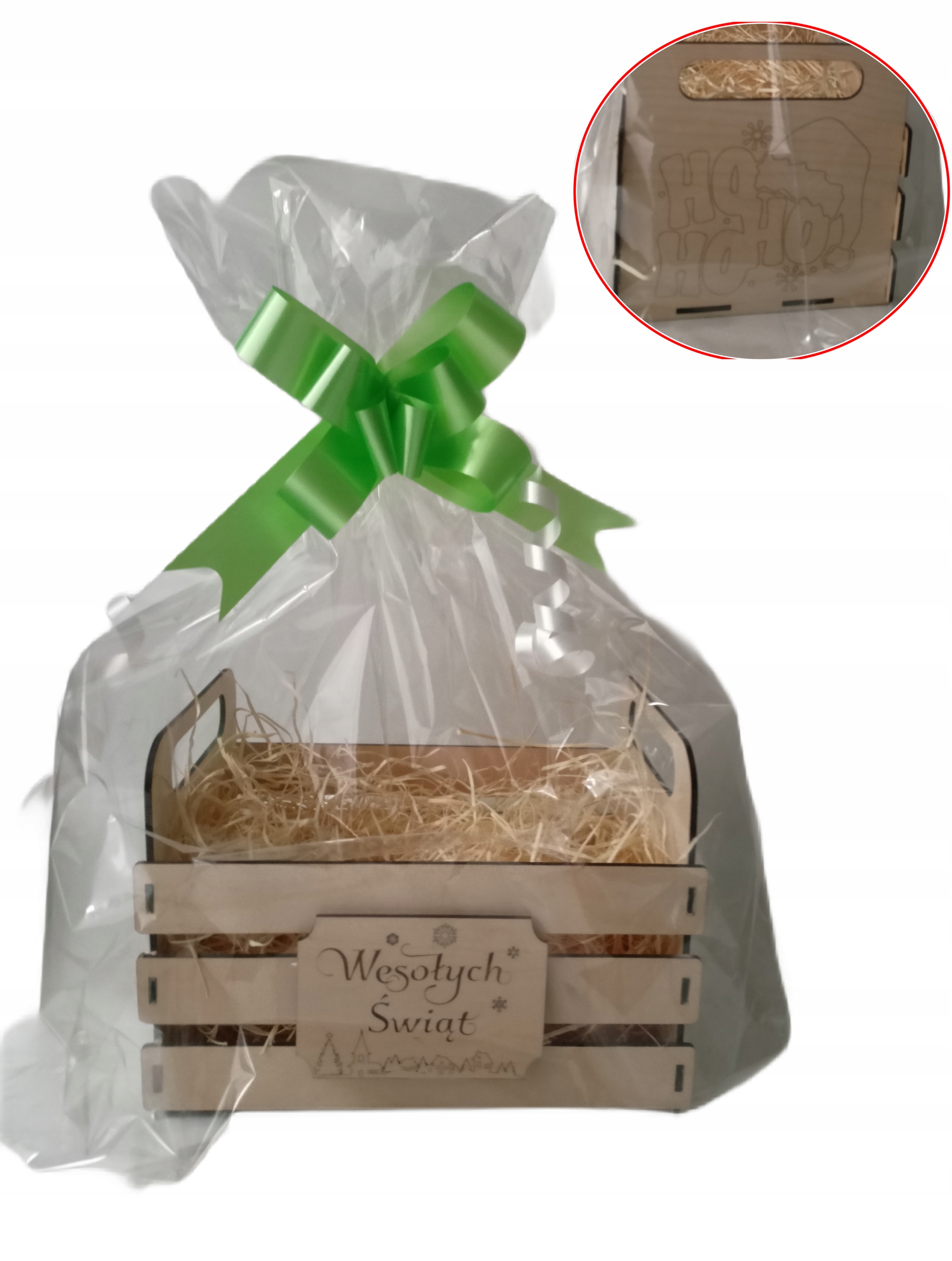 ŚWIĄTECZNY KOSZ PREZENTOWY ZESTAW CELOFAN WSTĄŻKA GRAWER Z DEDYKACJĄ K237 • Cena, Opinie ...