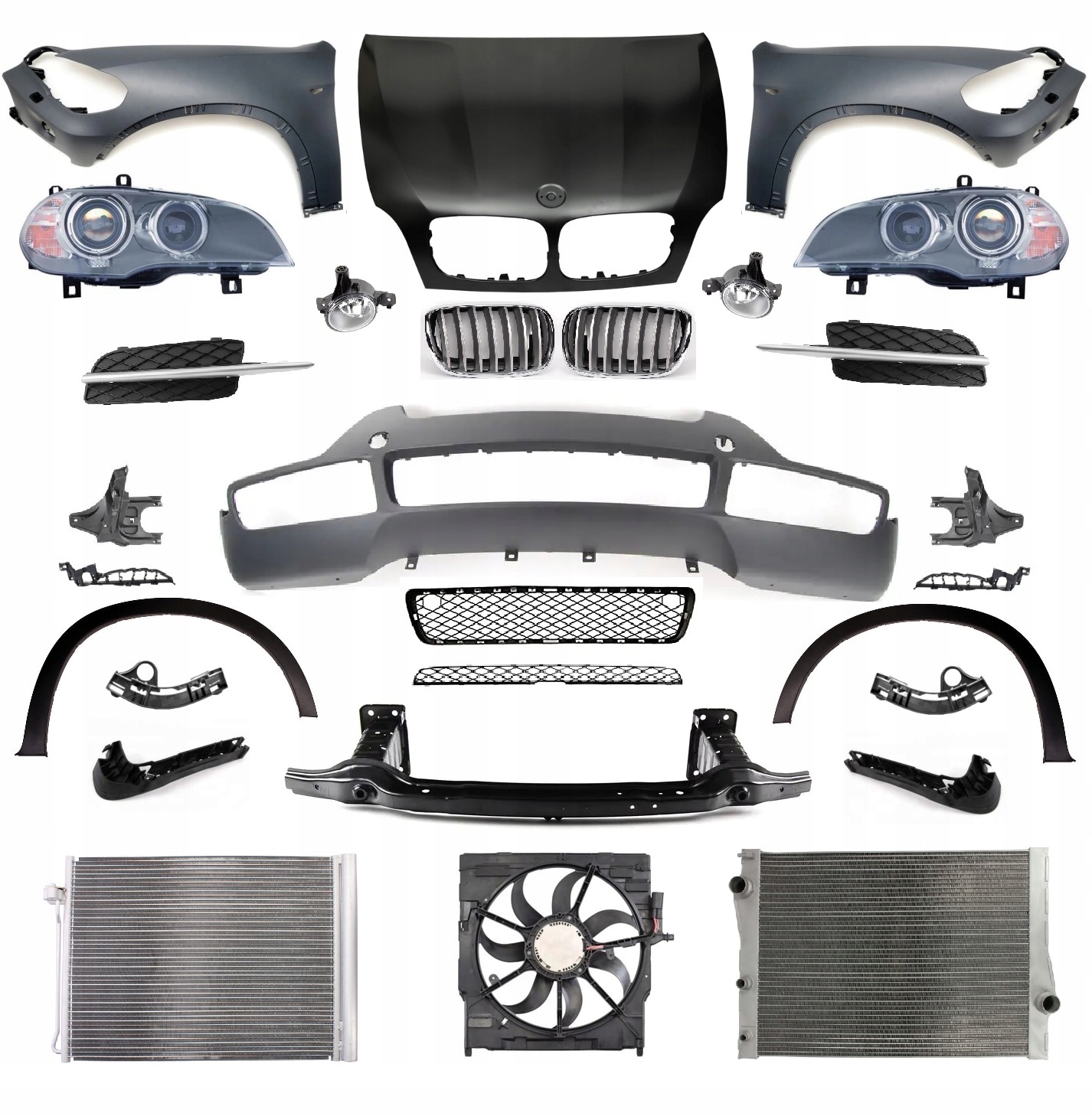 BMW X5 E70 06-10 przód maska błotnik zderzak pas 51117172402 za 11500 ...