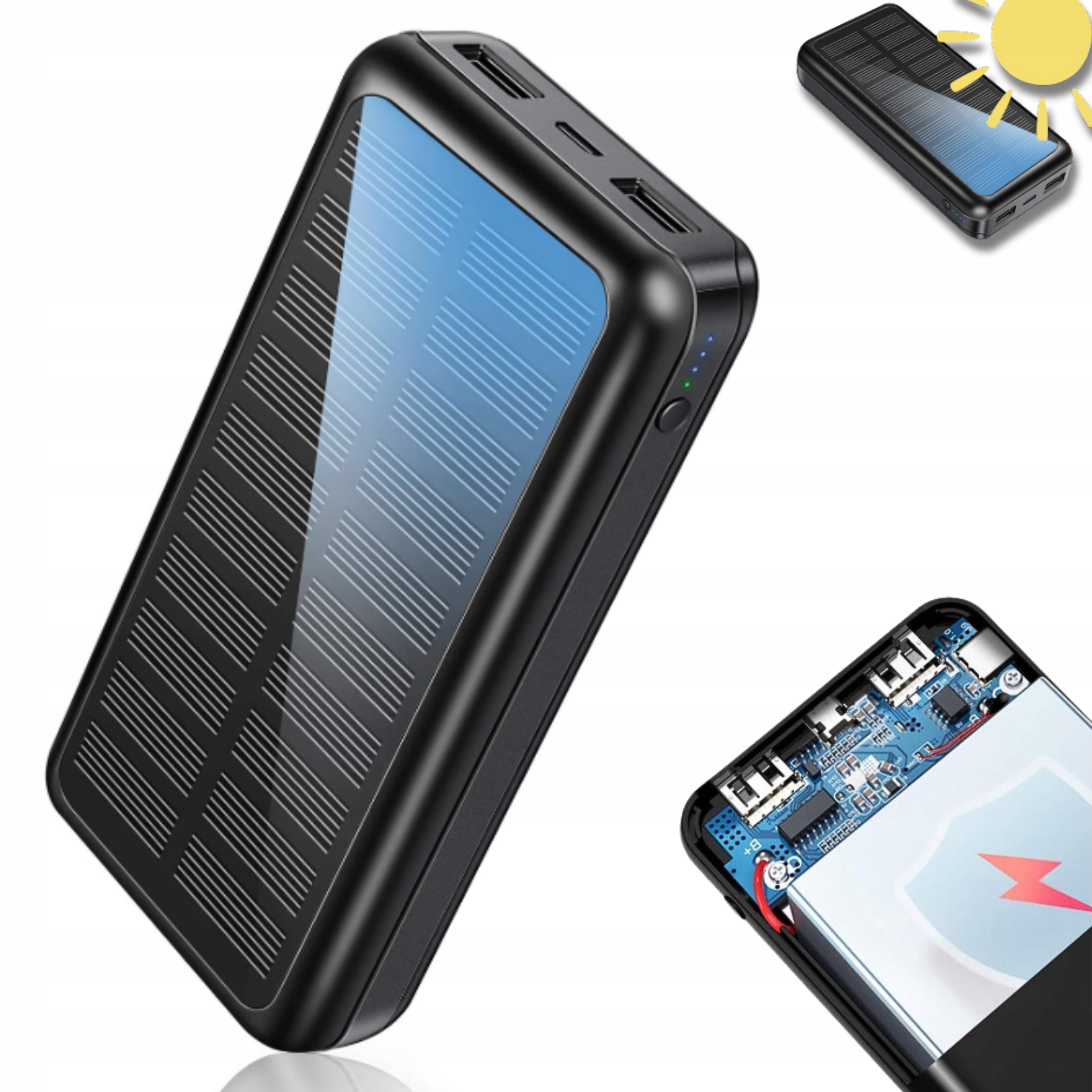 POWERBANK SOLARNY 30000mah ŁADOWARKA USB-C Micro-USB QI PODWÓJNE ... POWERBANK SOLARNY 30000mah ŁADOWARKA USB-C Micro-USB QI PODWÓJNE ...