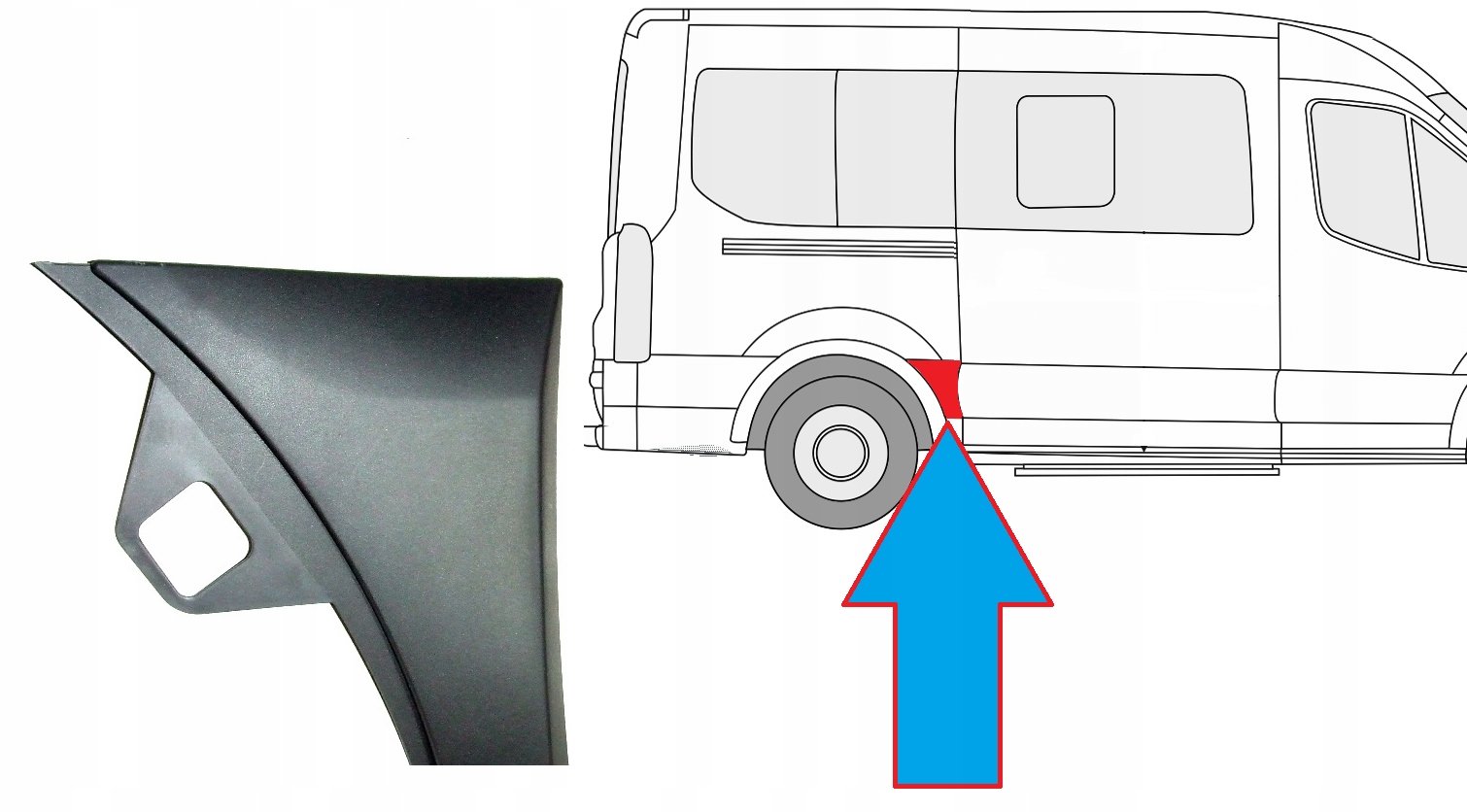 LISTWA BOCZNA TYŁ BŁOTNIKA FORD TRANSIT 2014 - BK31-V29396-AD ŚREDNI ...