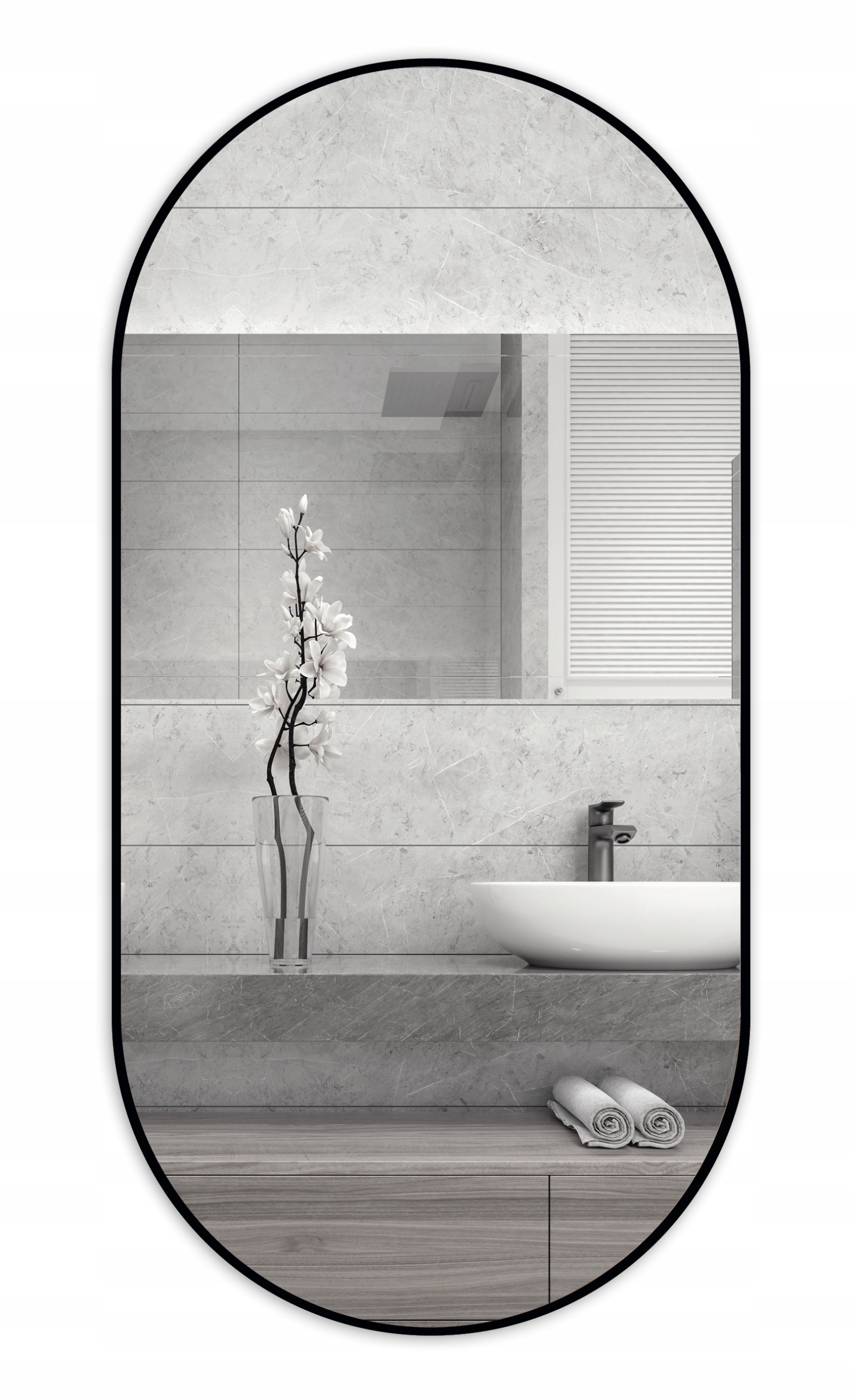 LUSTRO OWAL 80x40 WĄSKA ALUMINIOWA RAMA LOFT CZARNA BIAŁA SREBRNA ZŁOTA ...