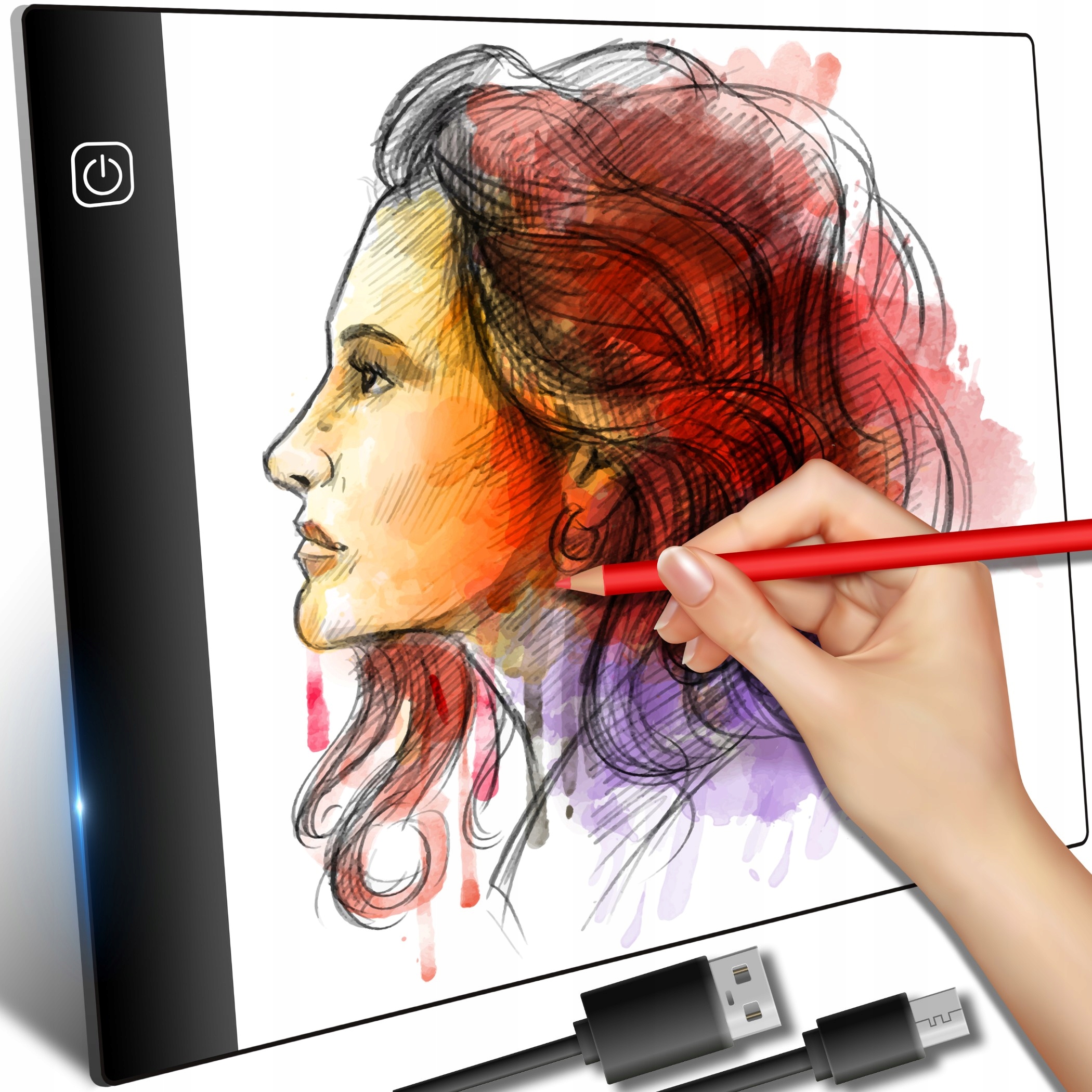 PODŚWIETLANA TABLICA DESKA KREŚLARSKA LED KALKA A4 DO RYSOWANIA TABLET ...