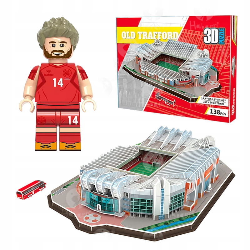 Stadion piłkarski OLD TRAFFORD FC Manchester United Puzzle 3D + FIGURKA ...