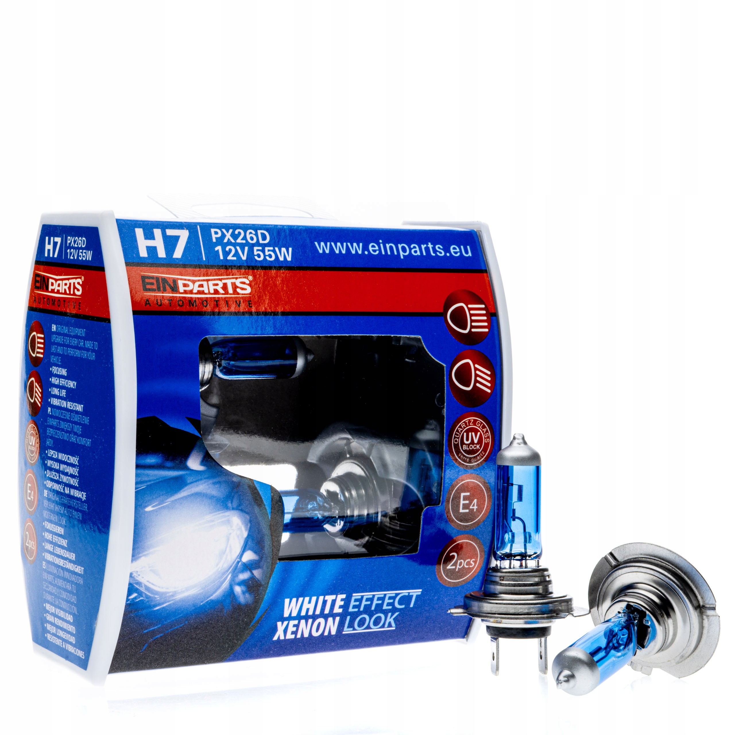 ŻARÓWKI HALOGENOWE EINPARTS H7 WHITE EFFECT XENON LOOK 6000K (2 SZTUKI) EPB77 za 31,46 zł z ...