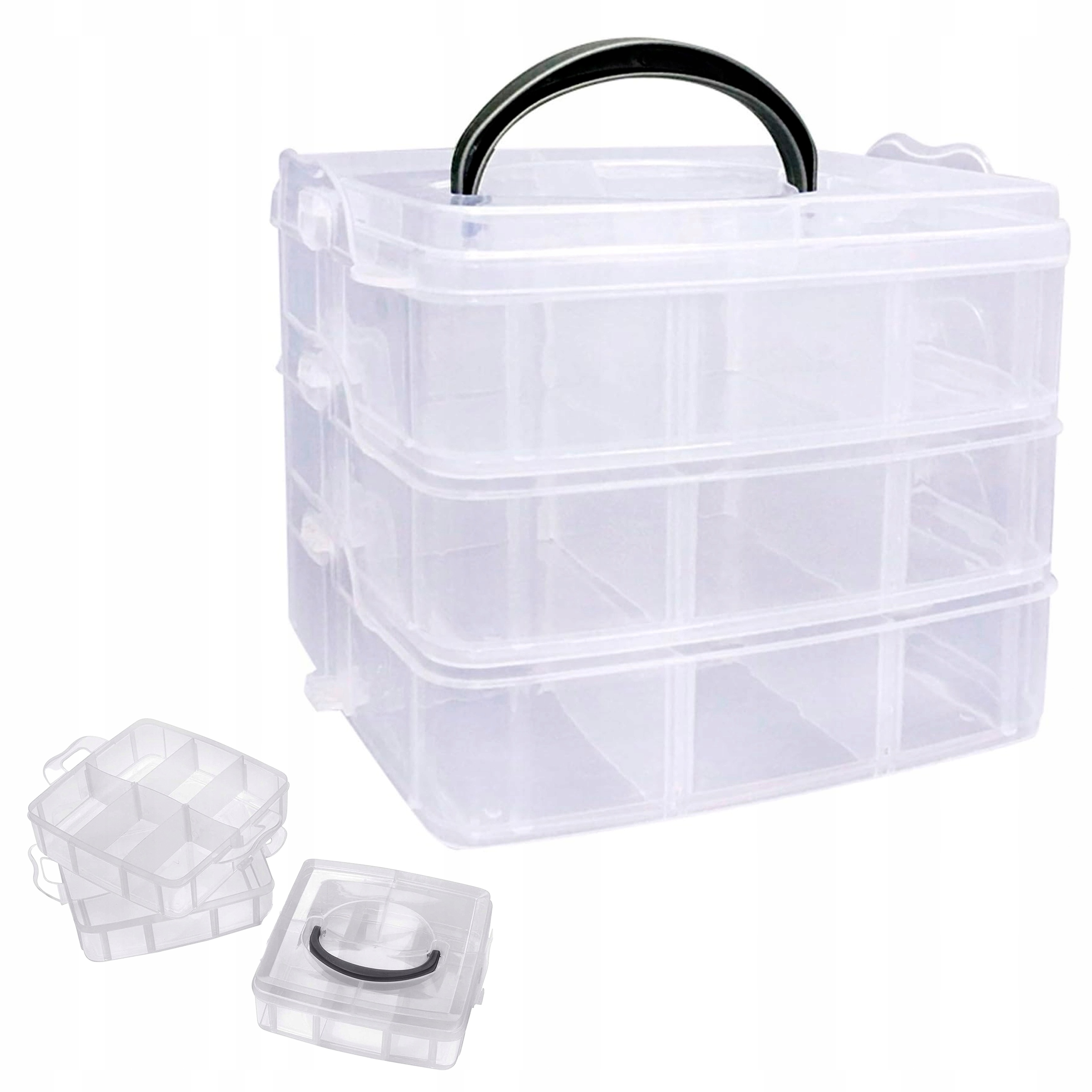 KRABIČKA KONTEJNER ORGANIZER 3-POZIOMOWY PLASTIKOWY UNIWERSALNY - Allegro