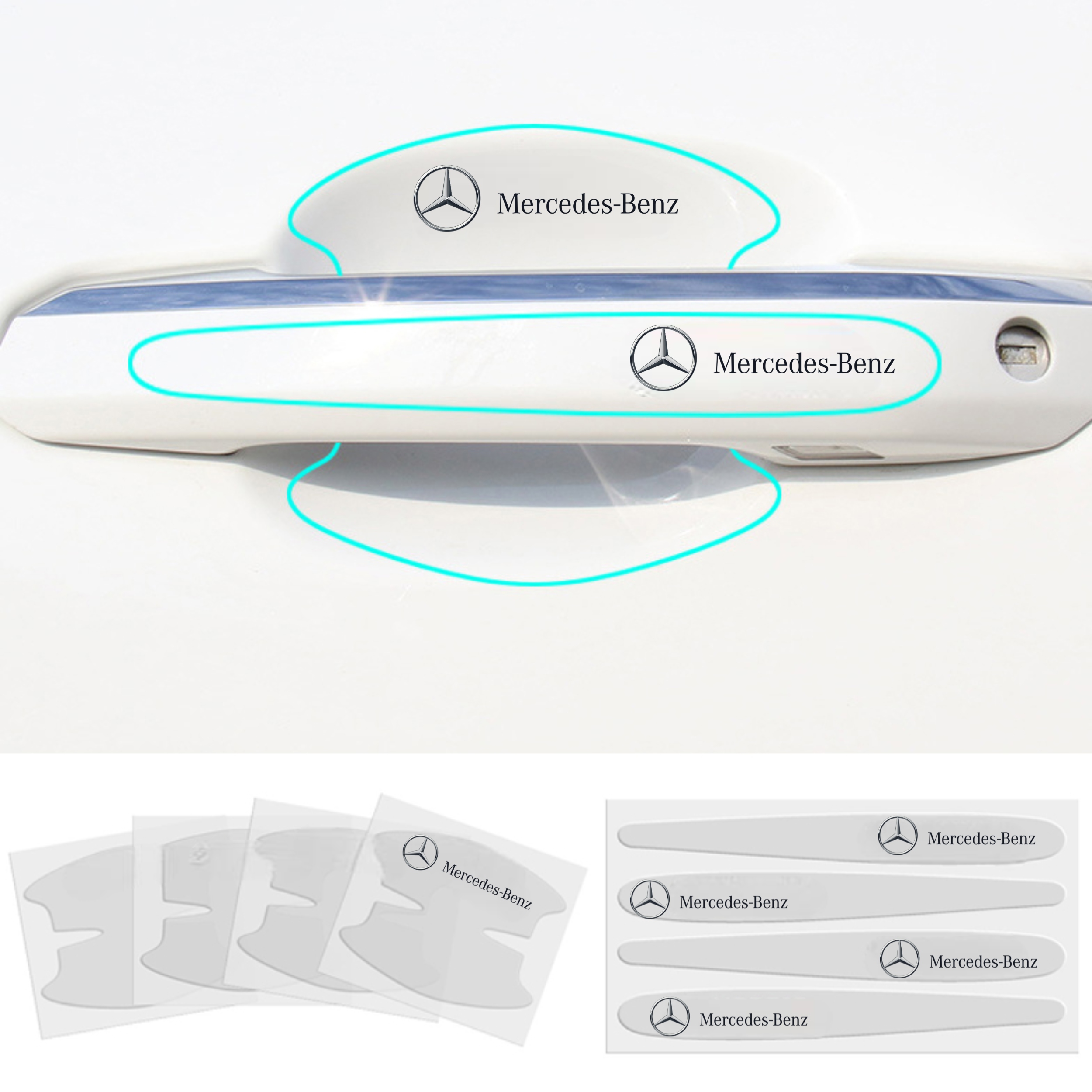 NAKLEJKI NA SAMOCHÓD FOLIA OCHRONNA POD KLAMKI Z LOGO MERCEDES DO AUTA naklejki na samochód logo ...