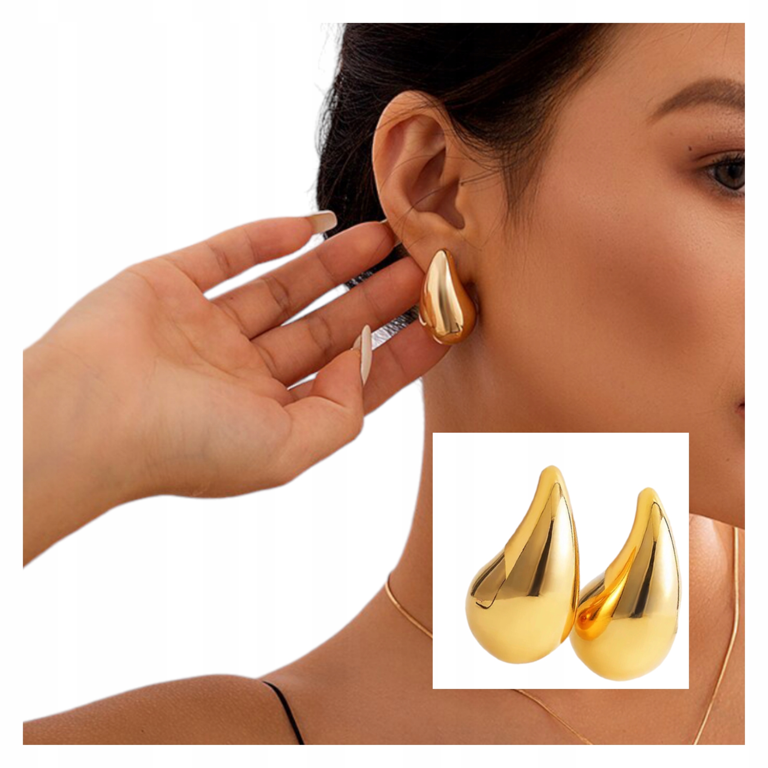 Kolczyki Złote kropla ŁEZKI 26mm ze stali chirurgiczne DROP 63325 ...