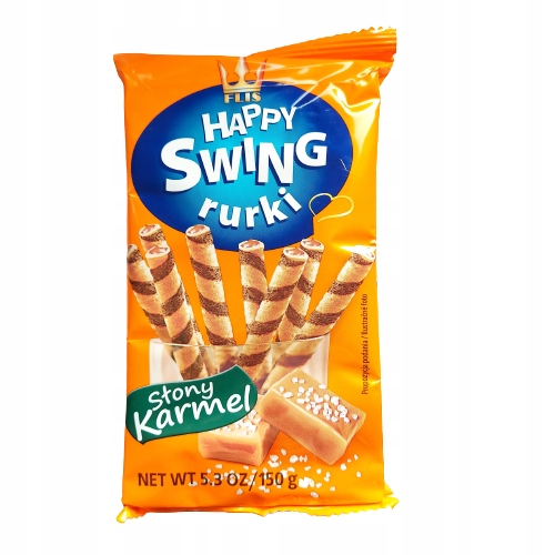 RURKI WAFLOWE HAPPY SWING SŁONY KARMEL 150g 12859441443 - Allegro.pl