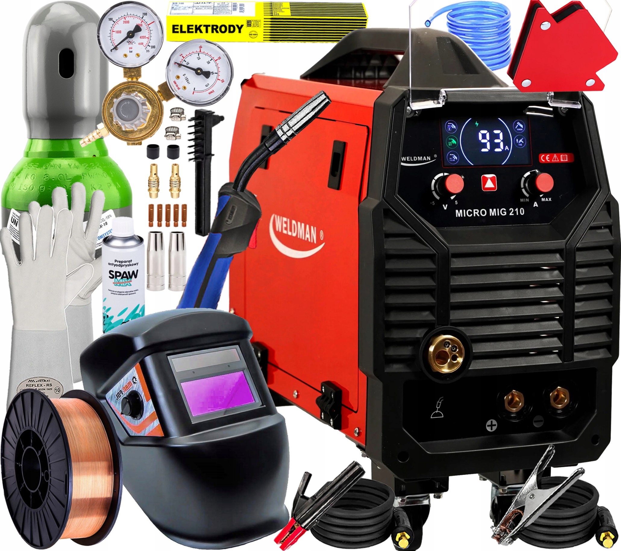 SPAWARKA INWERTOROWA MIGOMAT PÓŁAUTOMAT WELDMAN MICRO MIG 210 SYN 230V 200A (5904624002455 ...