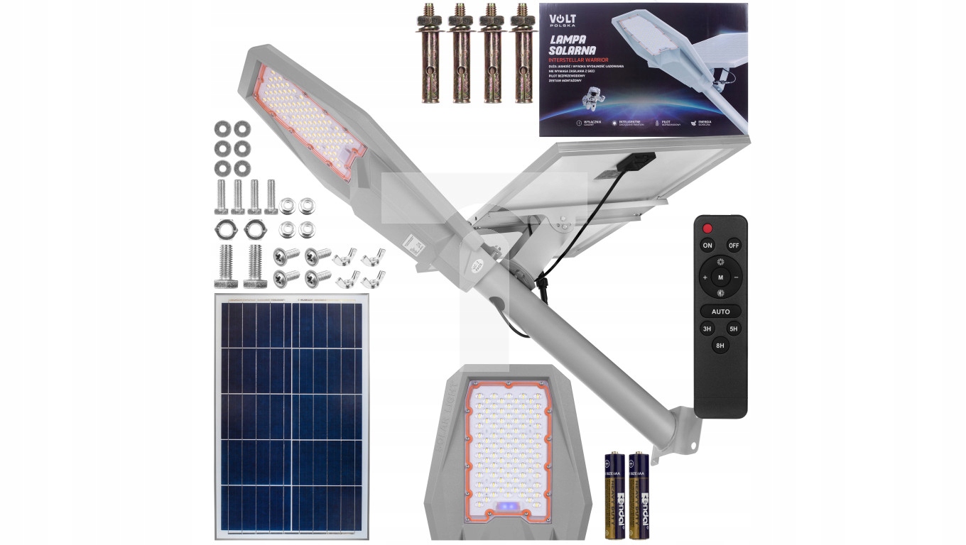 Lampa solarna WARRIOR LED 250W 30000mAh, panel fotowoltaiczny 35W ...