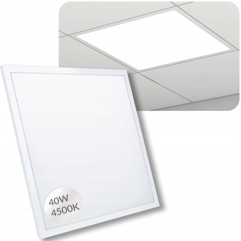 KASETON SUFITOWY DUŻY PANEL LED NA SUFIT LAMPA LED PLAFON 60x60cm 40W ...