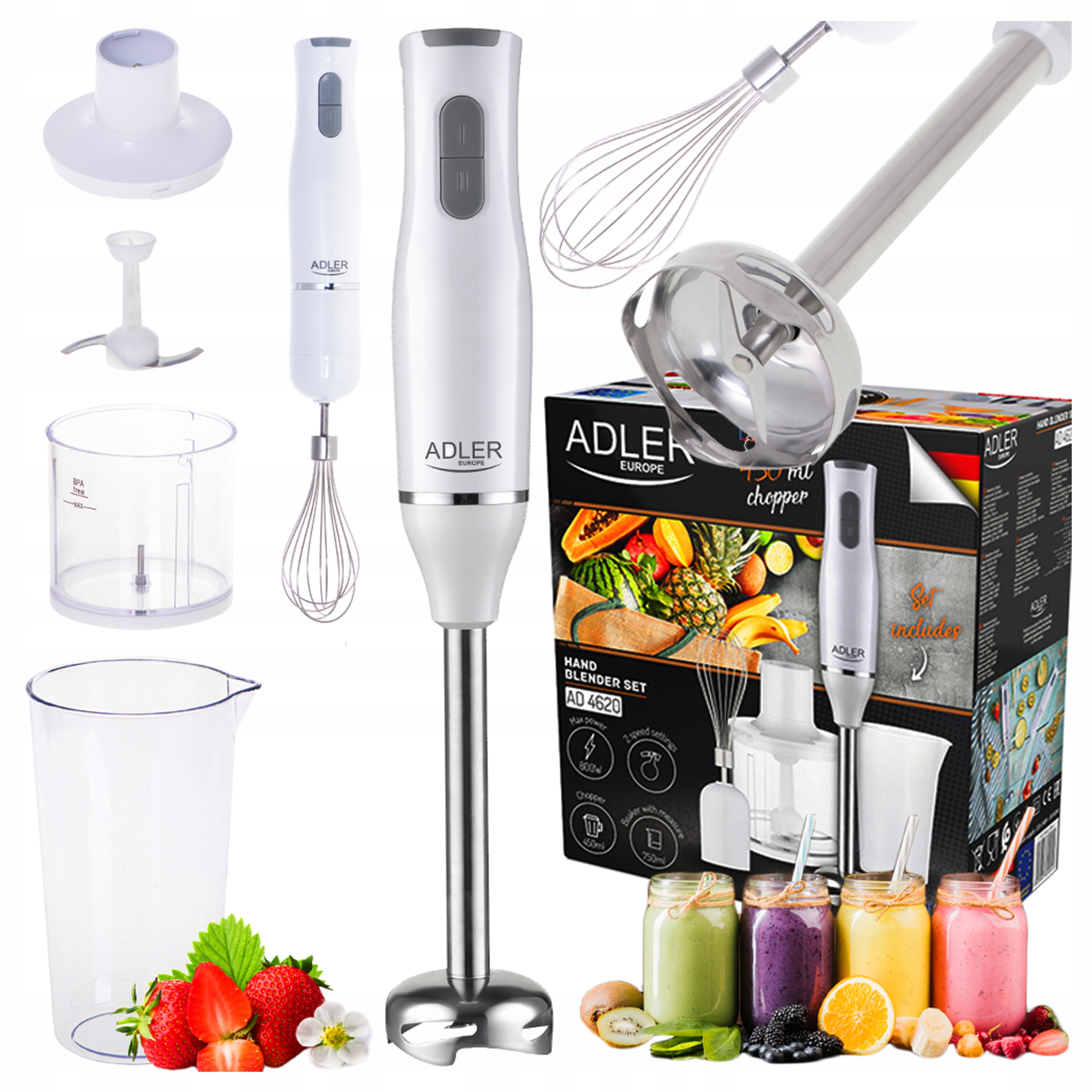 Blender ręczny Adler AD4620 800 W biały - Sklep, Opinie, Cena w Allegro