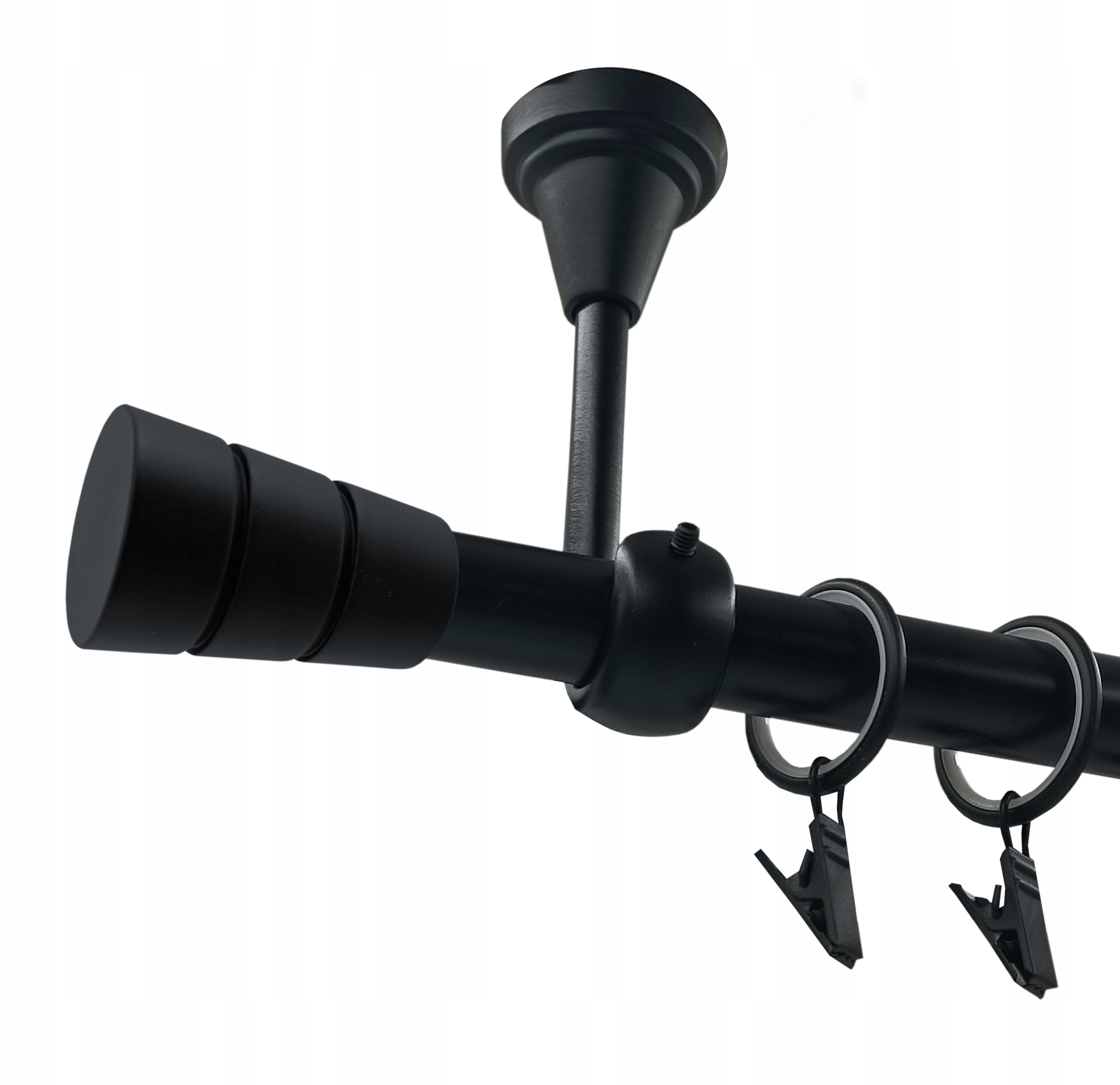 KARNISZ SUFITOWY POJEDYNCZY metalowy czarny 19 mm 140 cm walec basic ...