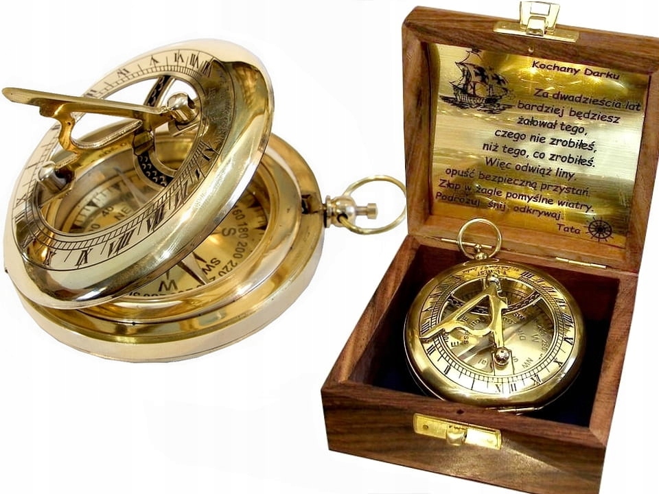 KOMPAS ZEGAR SŁONECZNY PREZENT PODRÓŻNIKA ŻEGLARzA 12637541719 - Allegro.pl