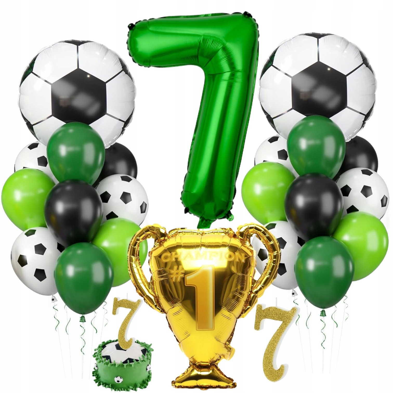 Lufi szett 7-es SZÁM KUPA SZÜLETÉSNAP FOCI labda SPORT + GYERTYA ...