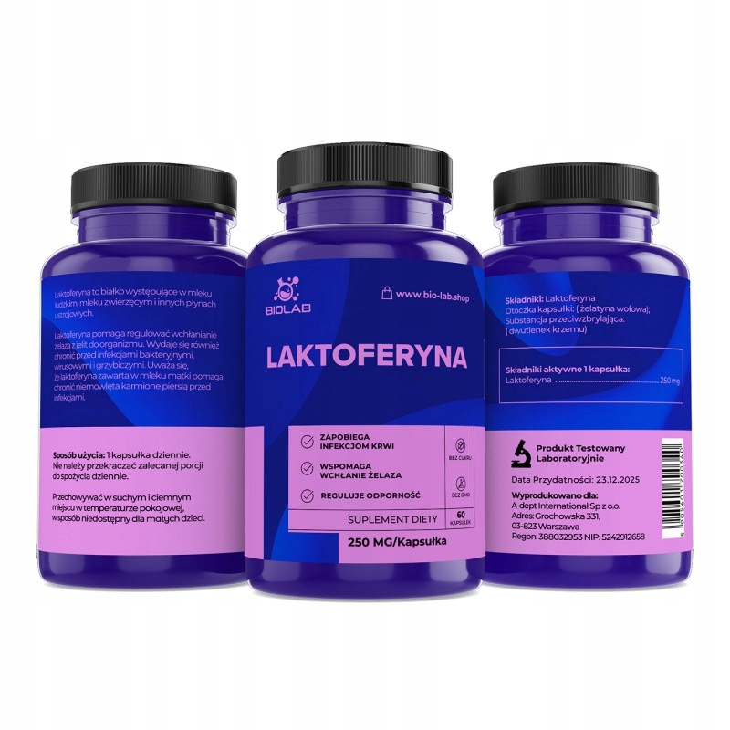 LAKTOFERYNA 250mg/kapsułka BioLab 14598028290 - Allegro.pl