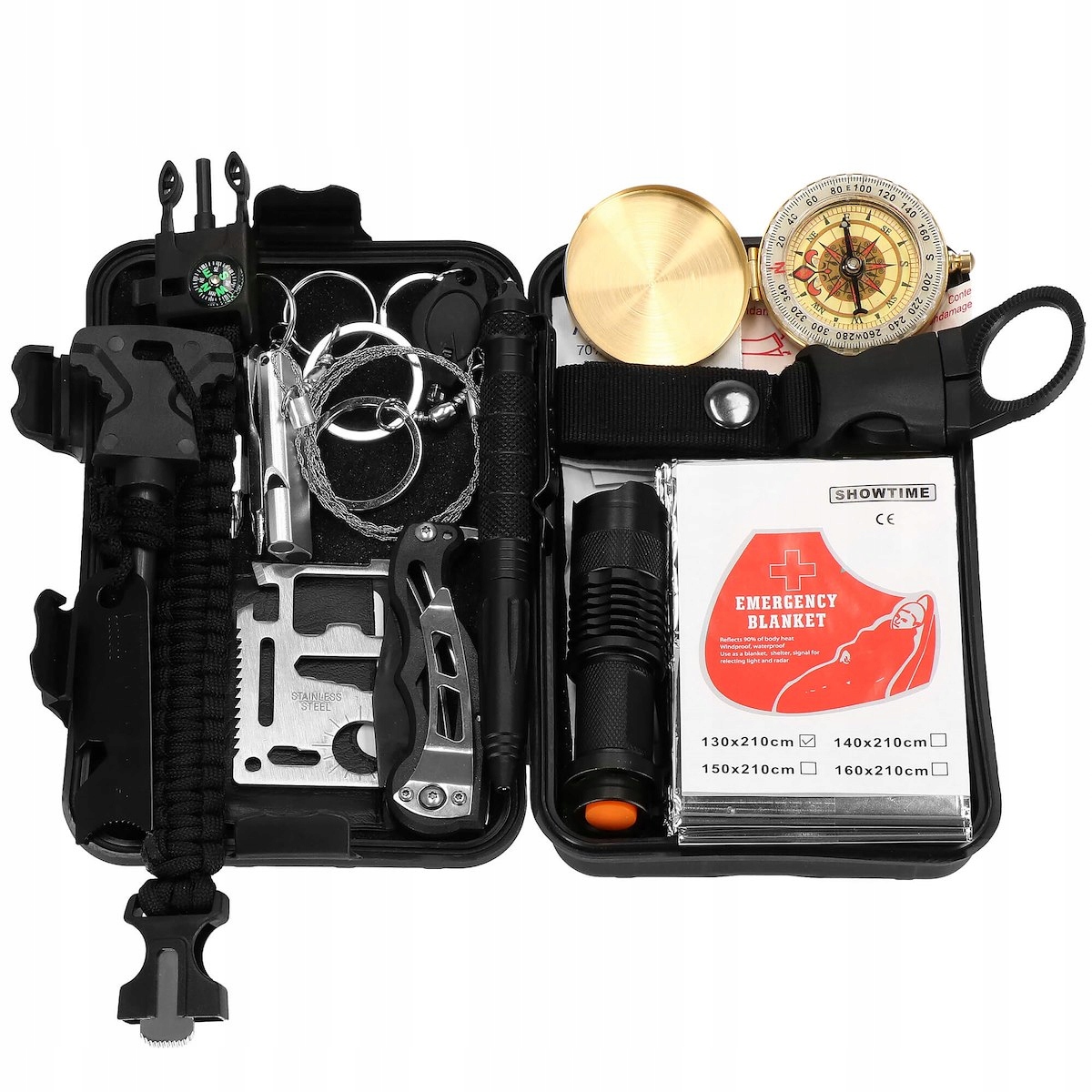 ZESTAW PRZEŻYCIA WOJSKOWY SURVIVALOWY MEGA 19w1 SURVIVAL XL NÓŻ KOMPAS ...