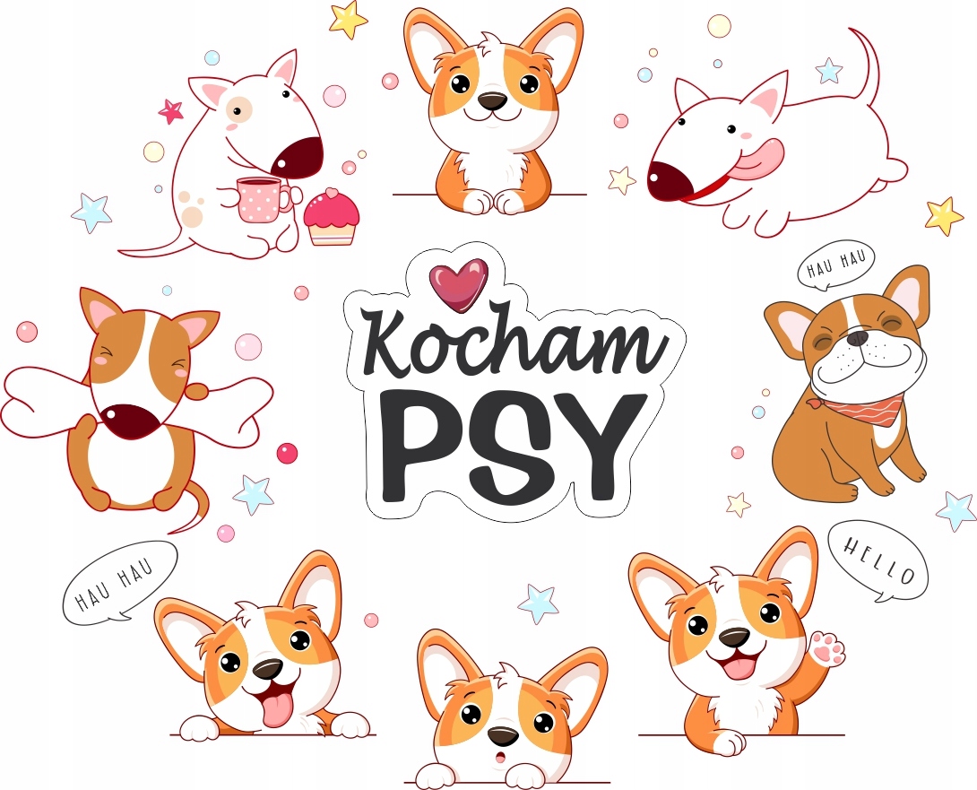 NAKLEJKI NA ŚCIANĘ PIESKI DOGS 75x150cm PSY2 11471295913 - Allegro.pl