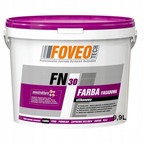 FOVEO FARBA FASADOWA SILIKONOWA BIAŁA FN30 0,9L (5903973191636) • Cena ...