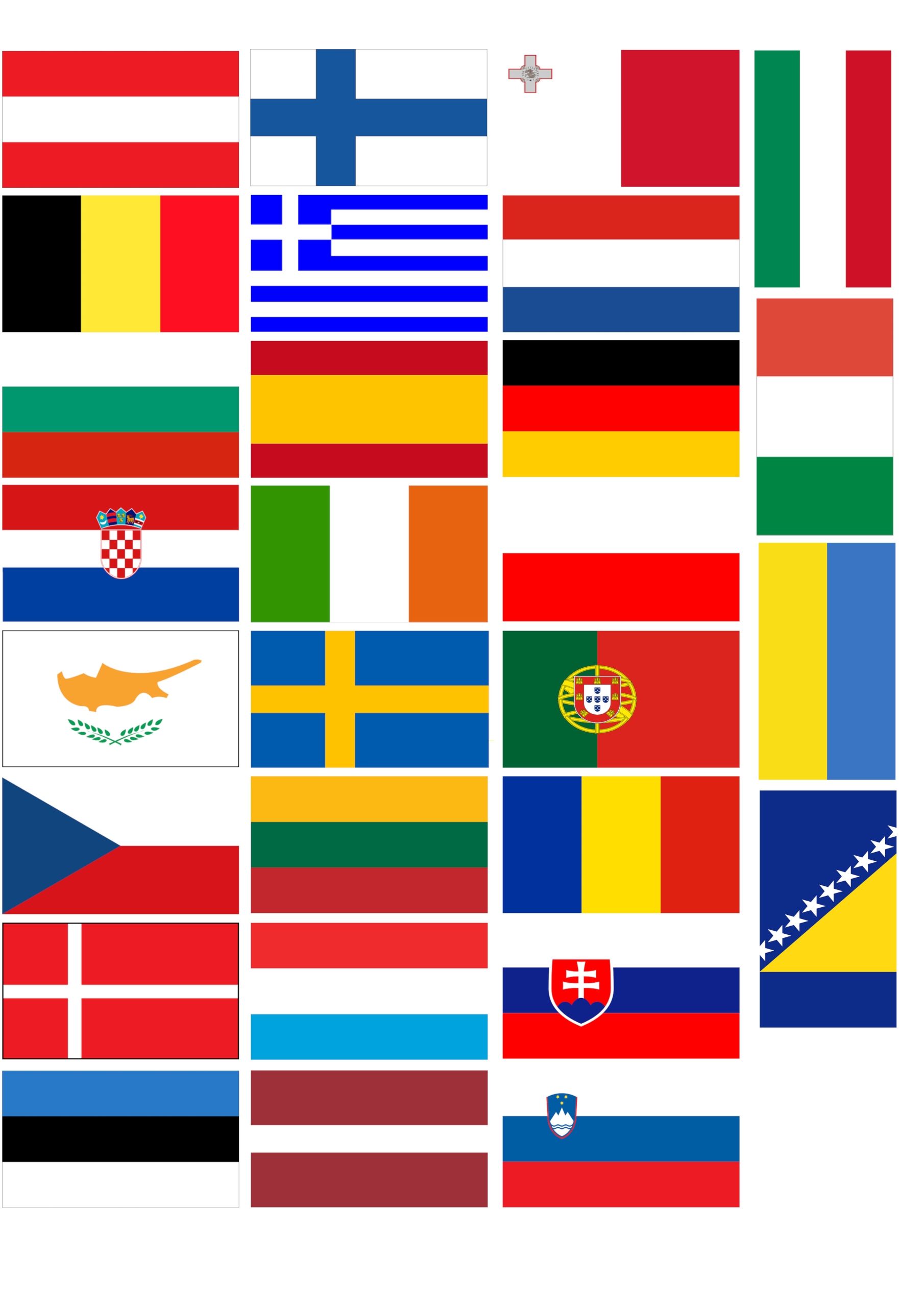 OPŁATEK PEŁNA A4 FLAGI UNIJNE FLAGI PAŃSTW EUROPA 12516544317 - Allegro.pl